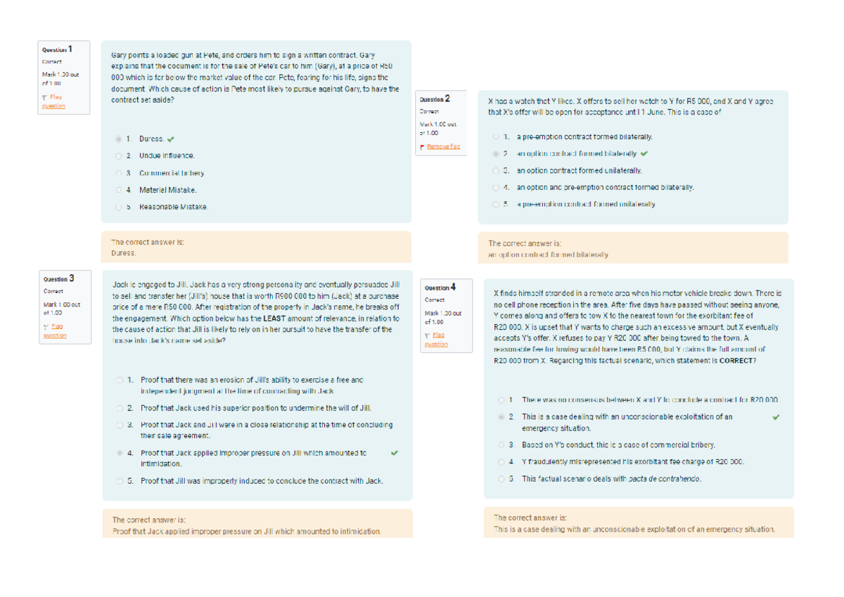 PVL3702 Law of Contract Assignment 2 Quiz Answers 2024 - Studocu