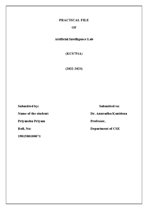 AI lab mannual allen - AI MANUAL - Department of Computer Science and Engineering ALLENHOUSE ...