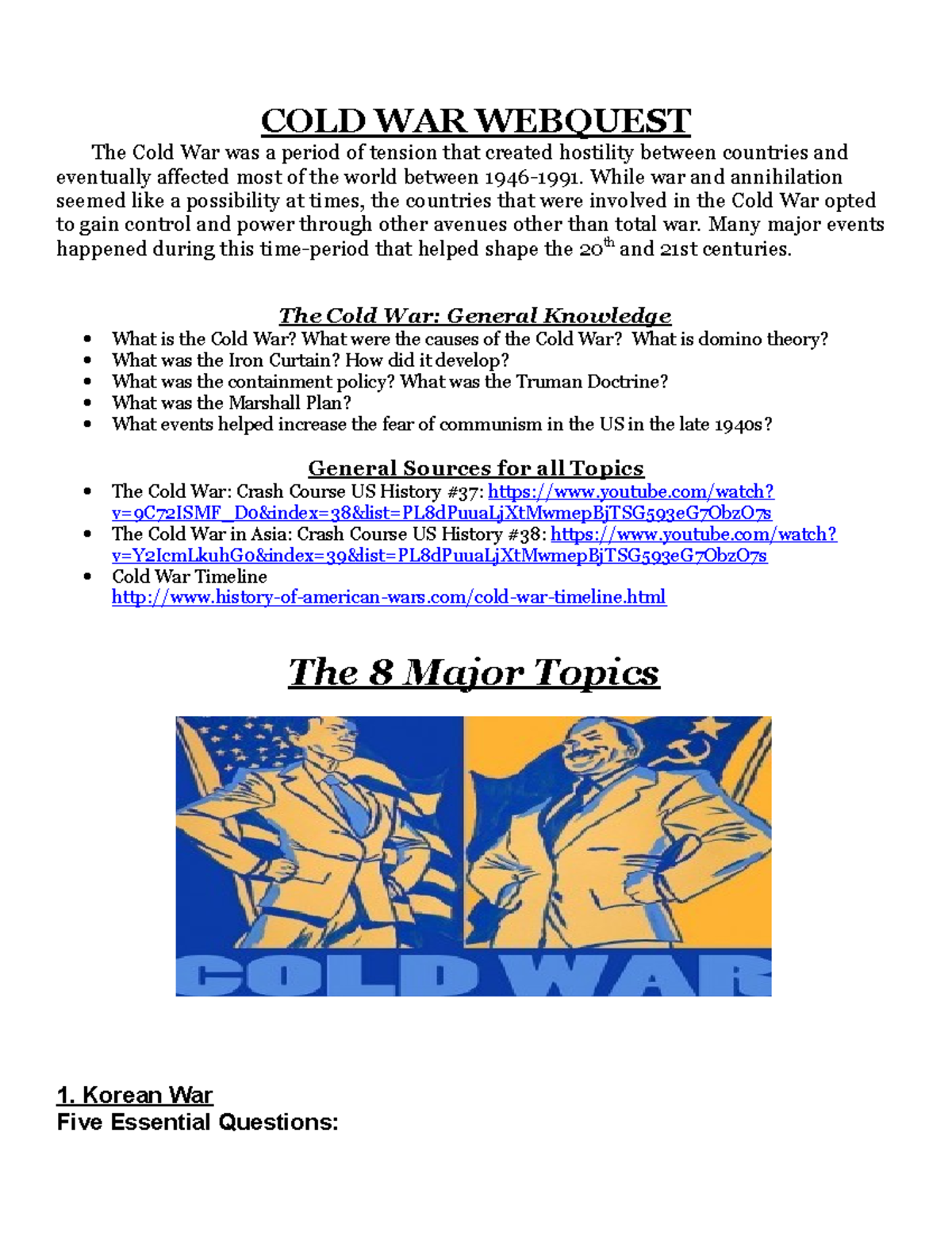 Cold War Webquest: A Comprehensive Study Guide on Key Events - Studocu
