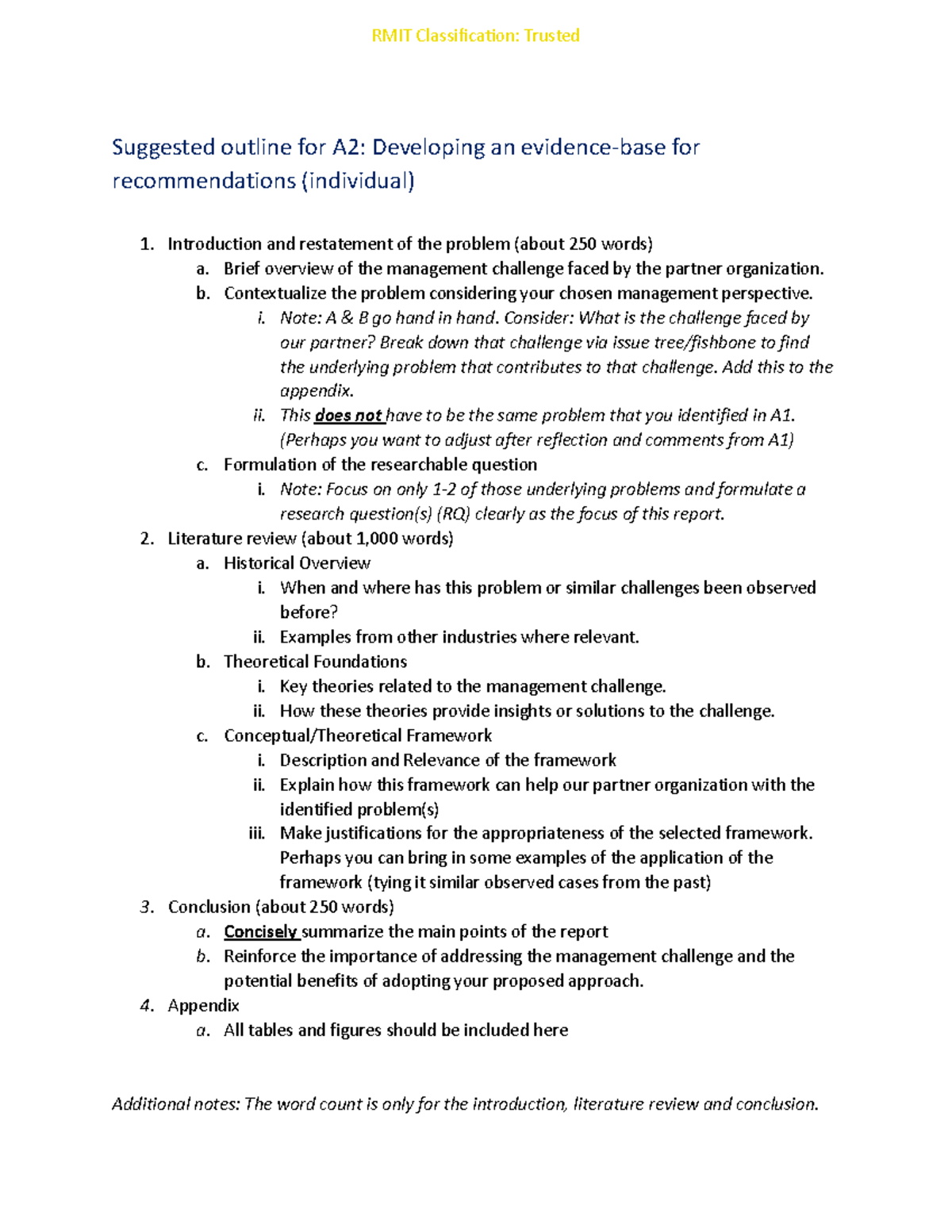 BUSM4549 Suggested outline for A2 - Suggested outline for A2 ...