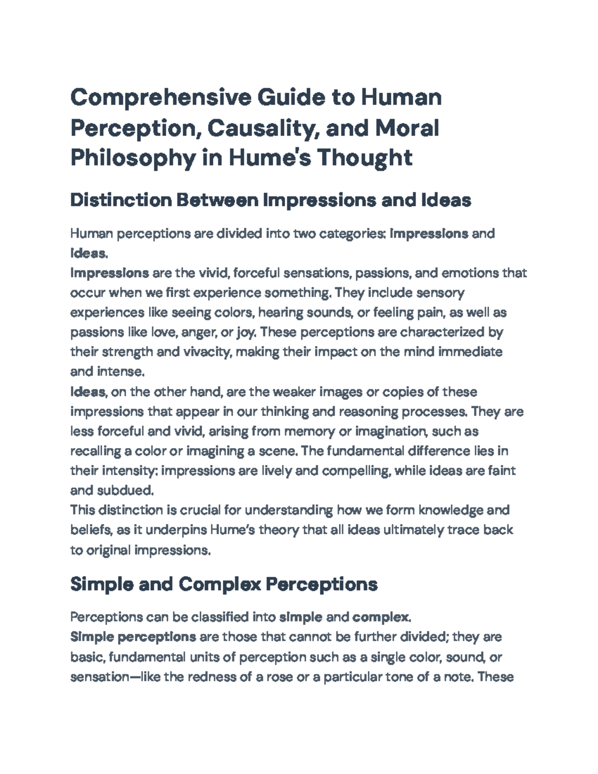 Comprehensive Guide to Hume's Perception, Causality & Moral Philosophy ...