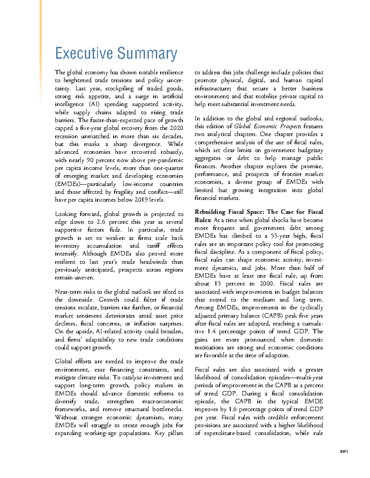 GEP Jan 2026: Global Economic Prospects Executive Summary - Studocu