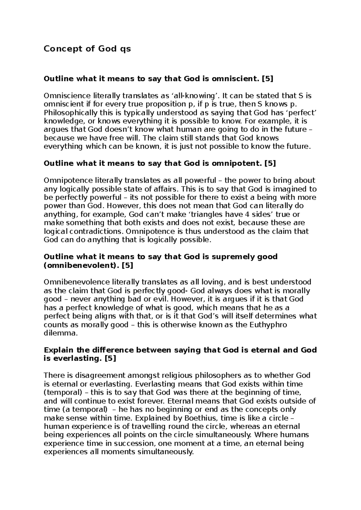 Understanding the Omniscience, Omnipotence, and Omnibenevolence of God ...