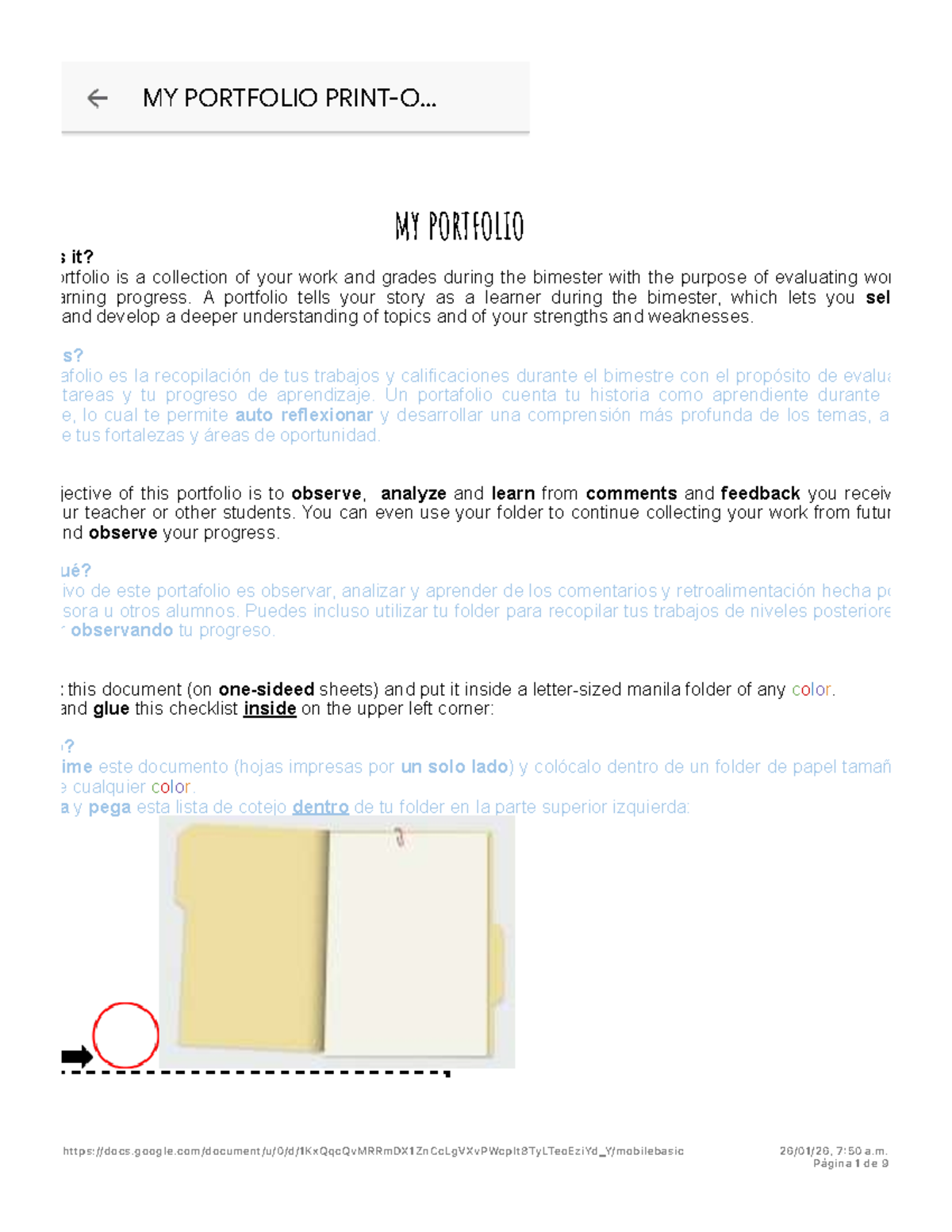 MY PORTFOLIO PRINT-OUT BUNDLE: Evaluation & Reflection Guide - Studocu