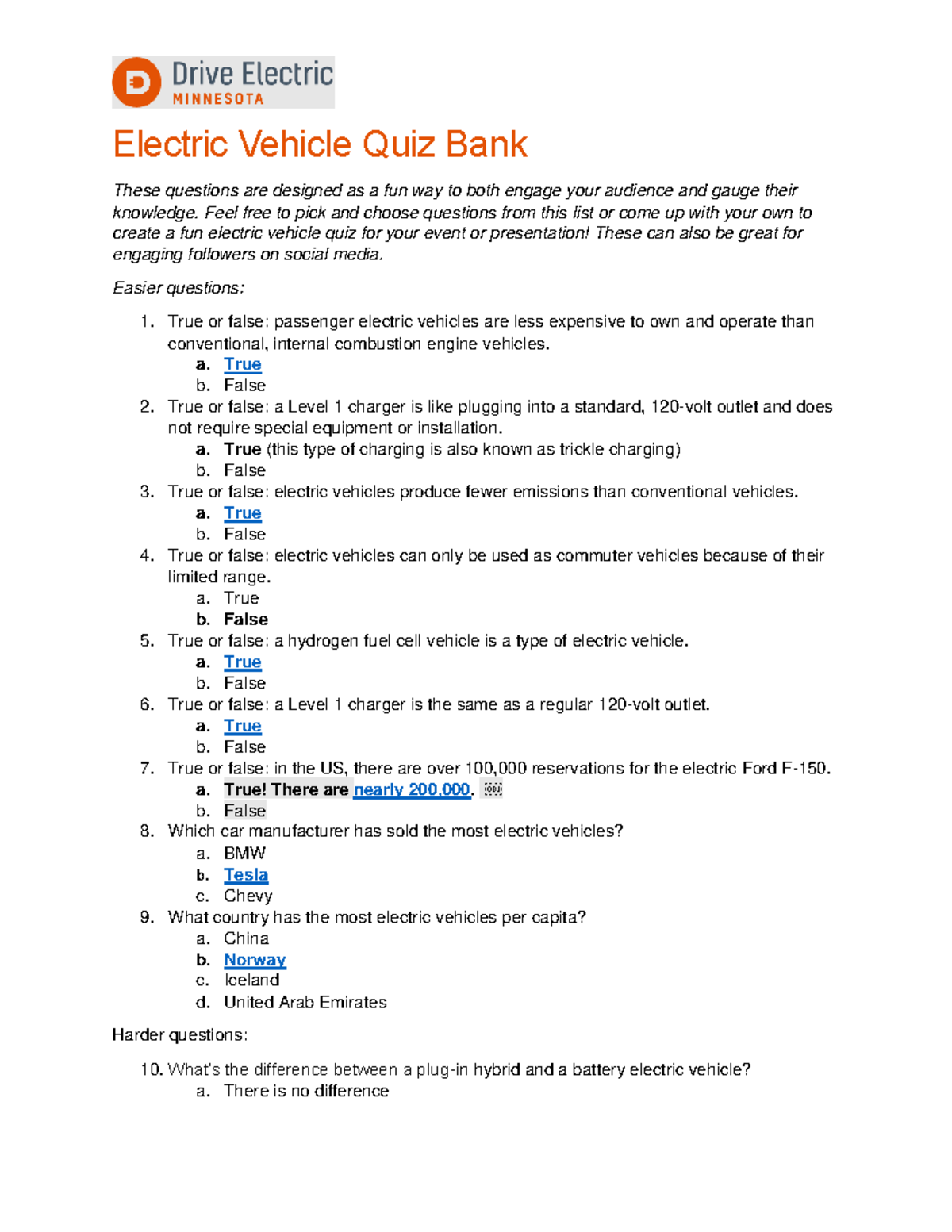EV Quiz Bank 2: Engaging Questions on Electric Vehicles - Studocu