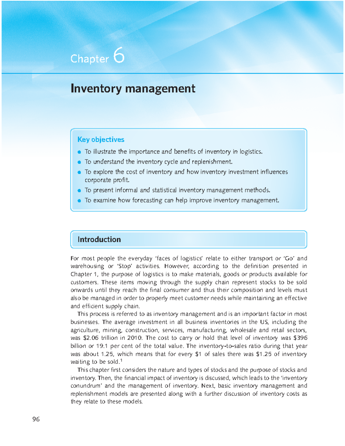 Chapter 6: Inventory Management in Logistics (Course Code: 54) - Studocu