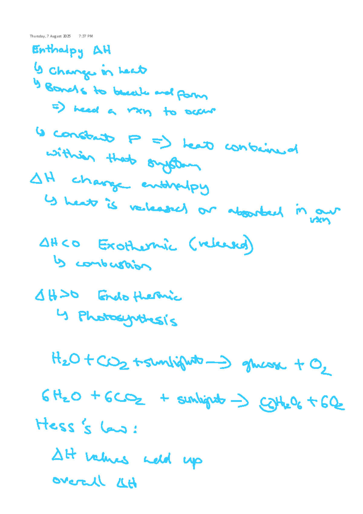 Enthalpy Notes for Chemistry 101: Understanding Heat Changes - Studocu