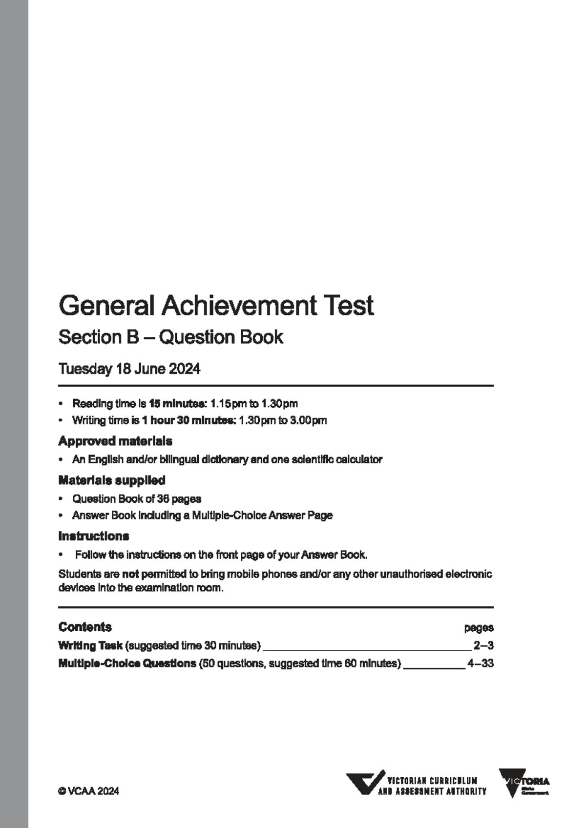 2024 GAT Section B - Practice Questions and Writing Task Guide - Studocu