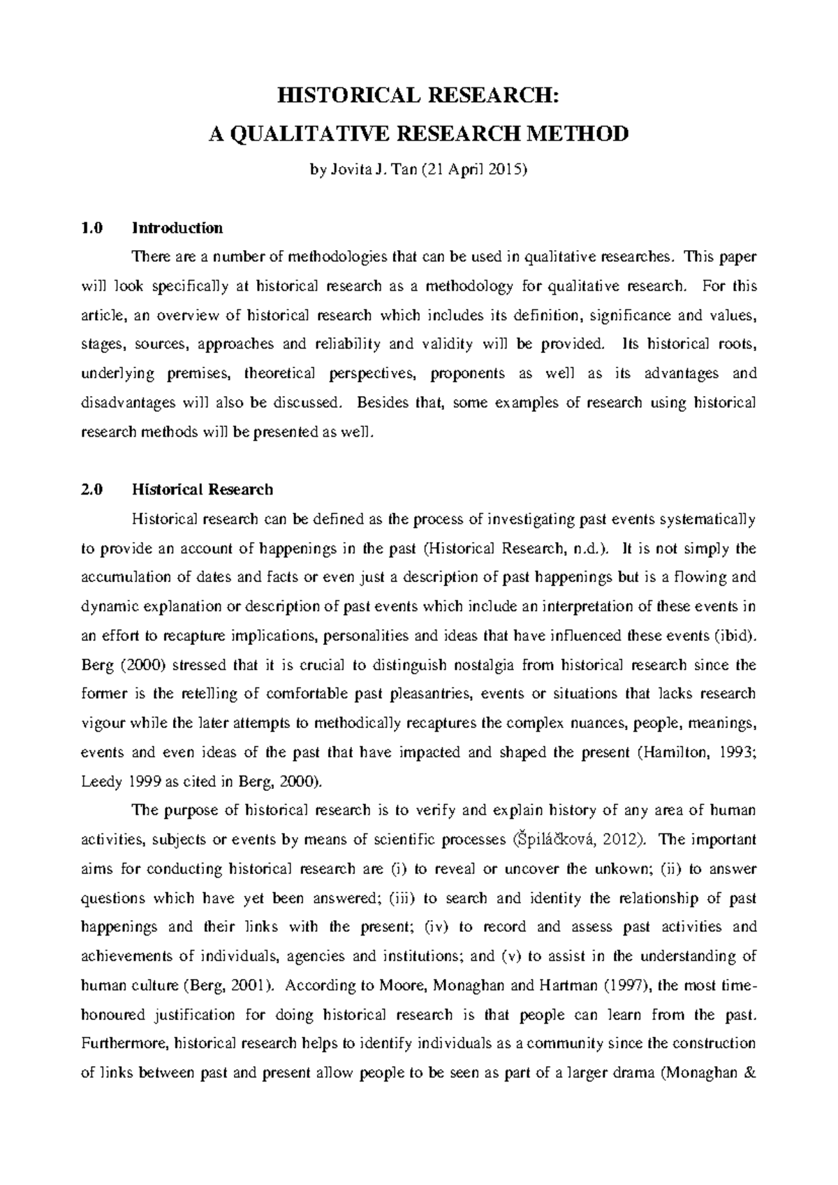 Historical Research: A Qualitative Methodology Overview - Studocu