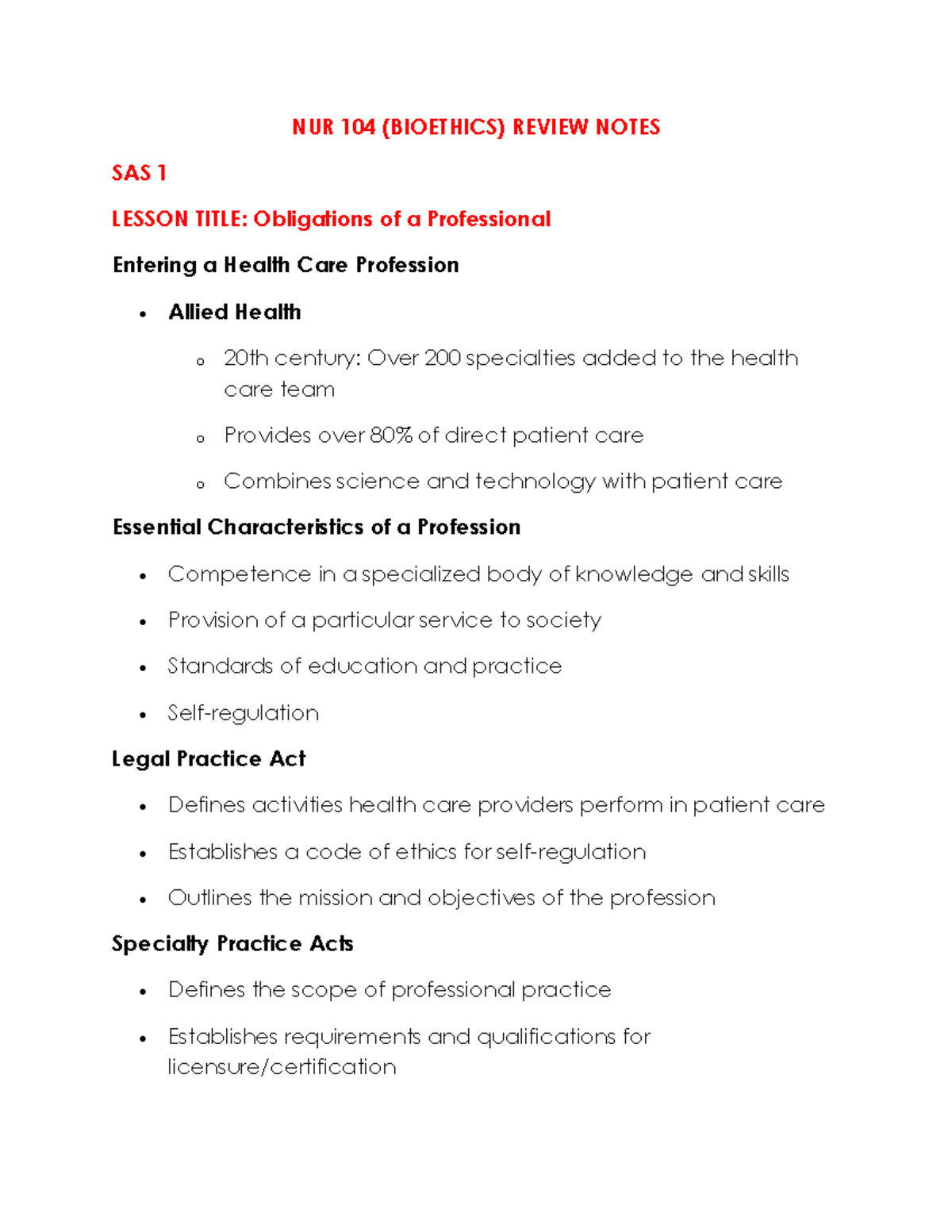 NUR 104 Bioethics Comprehensive Review Notes for Healthcare Ethics ...