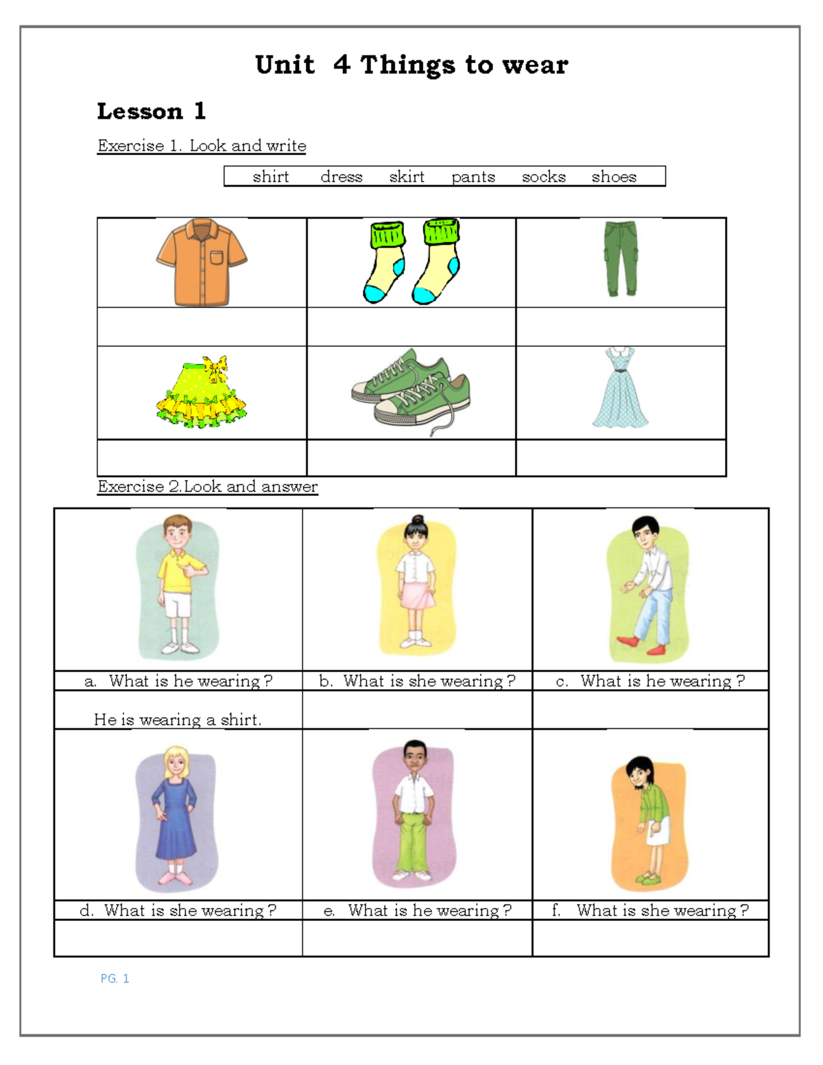 Unit 4 EU2 - Clothes Lesson 1 & 2 Exercises - Studocu