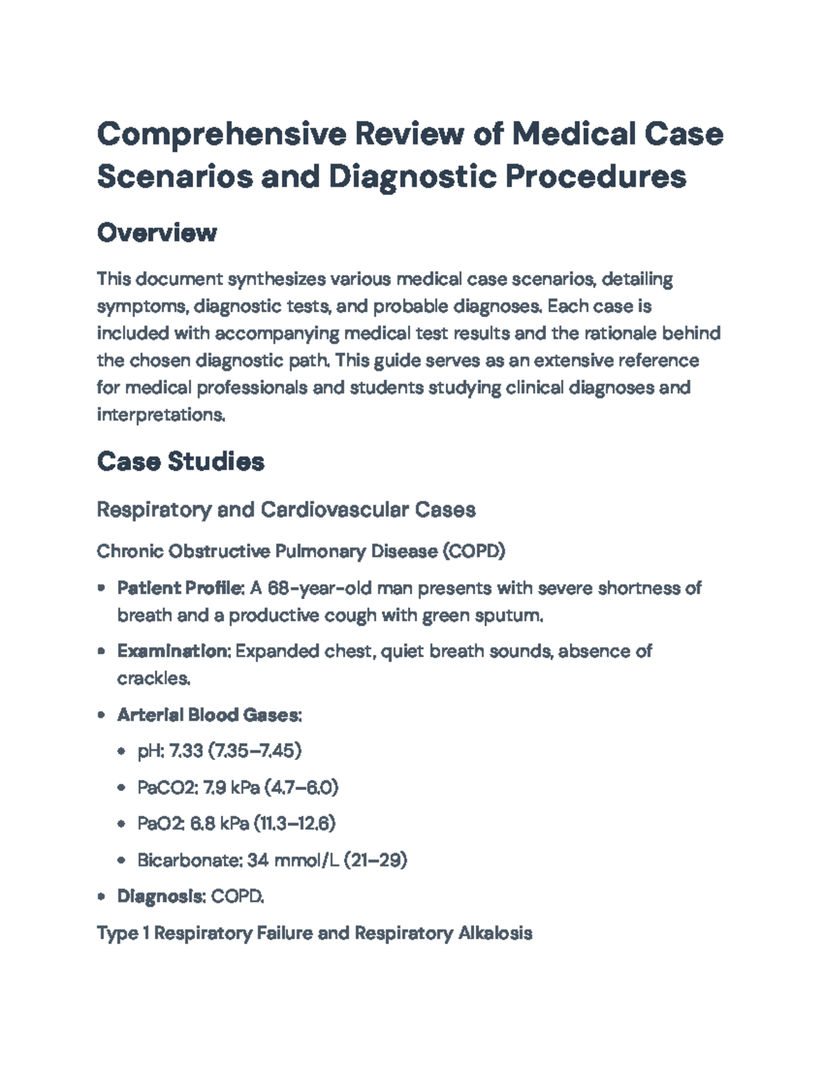 Comprehensive Review of Medical Cases and Diagnostic Procedures ...