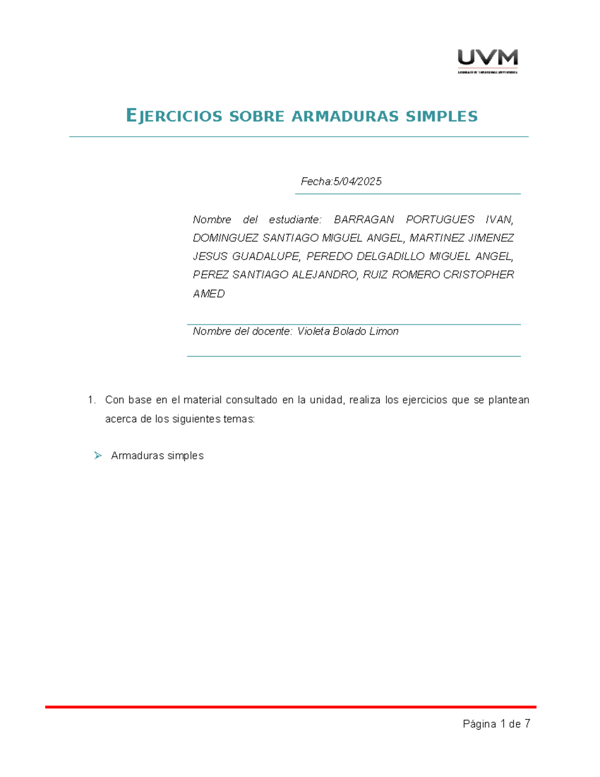 Ejercicios sobre armaduras simples - A5 JGMJ actividad 5 - Studocu