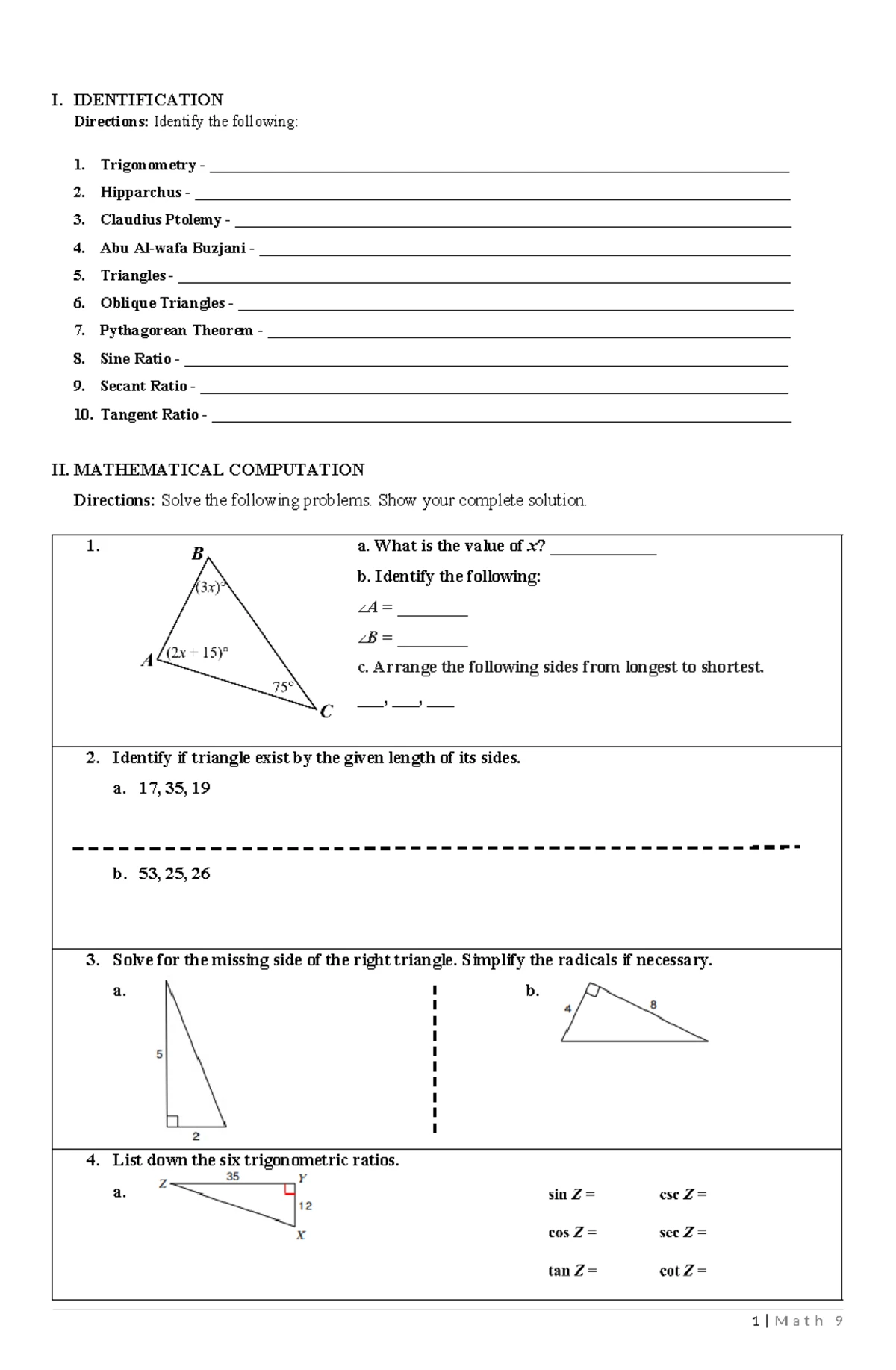 Geometry Quiz Review 3: True/False & Matching Types - Studocu
