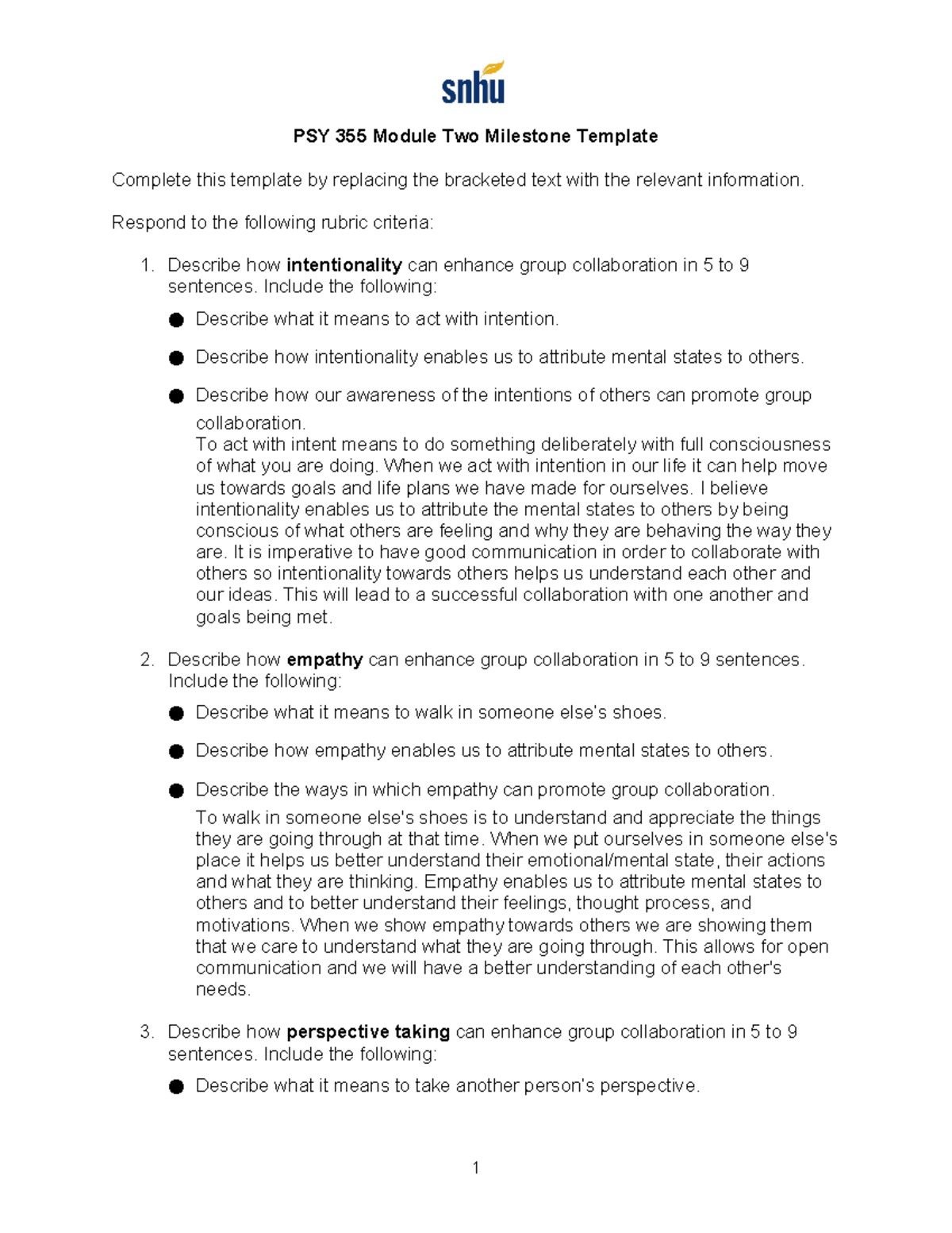 PSY 355 Module Two Milestone Template - PSY 355 Module Two Milestone ...
