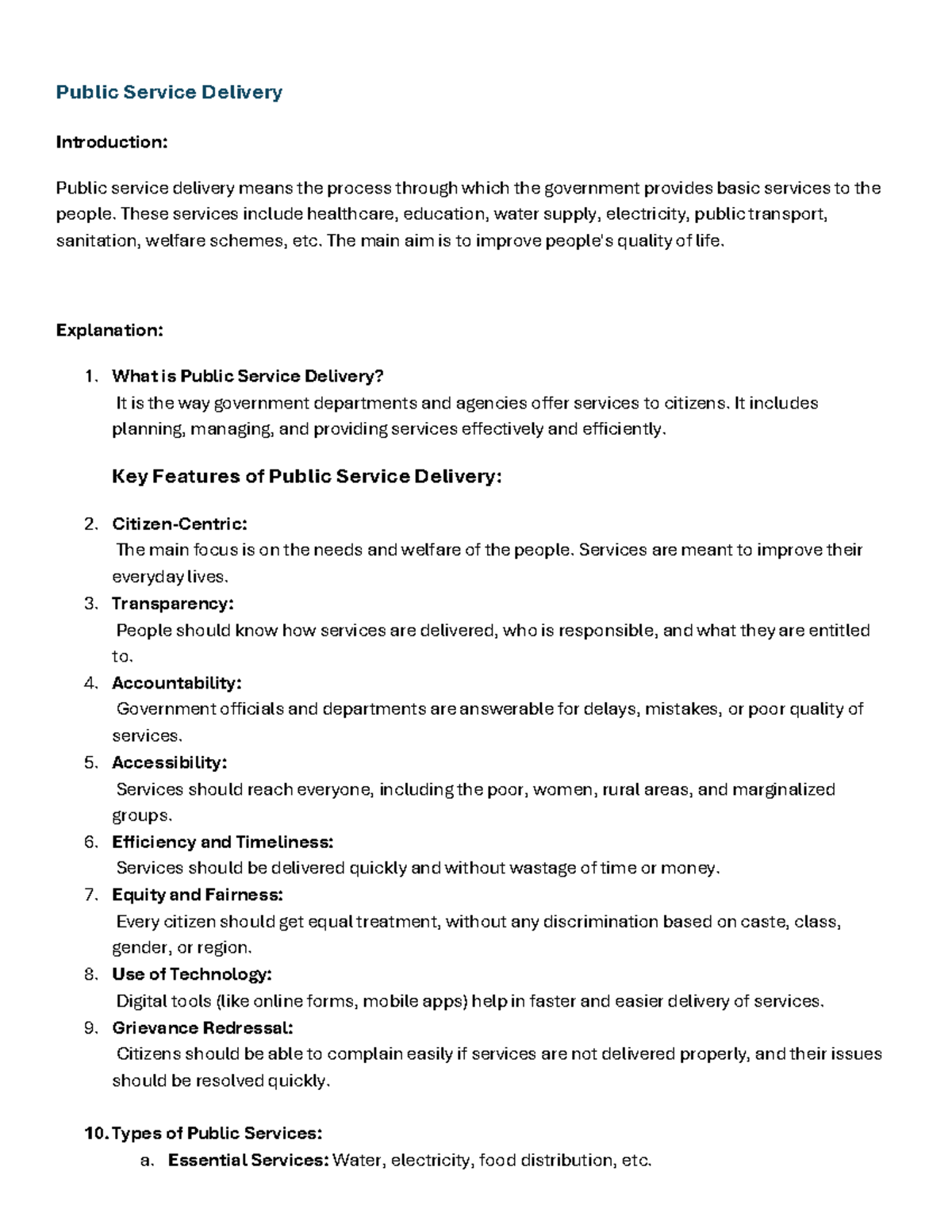 P-4 Ch 3: Notes on Public Service Delivery & Lokpal - Studocu