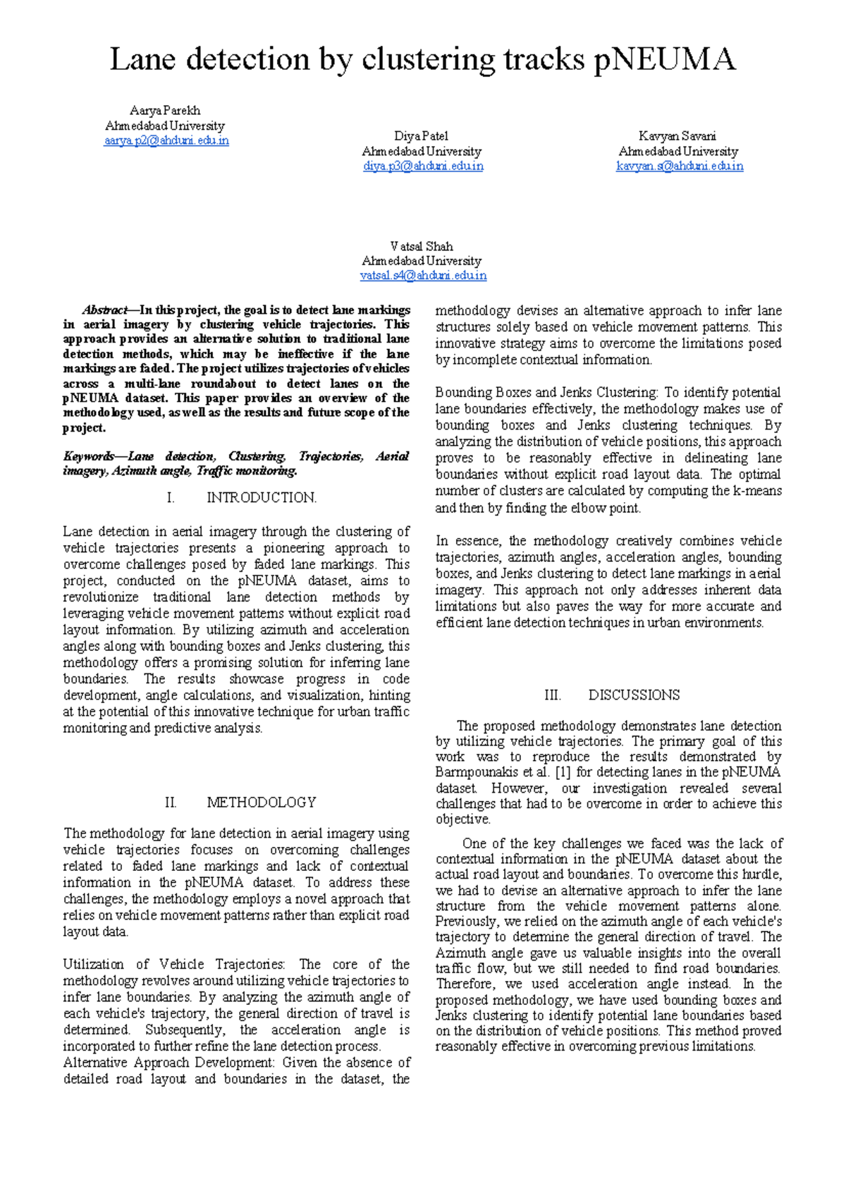 Lane Detection in Aerial Imagery Using Clustering Techniques - pNEUMA ...