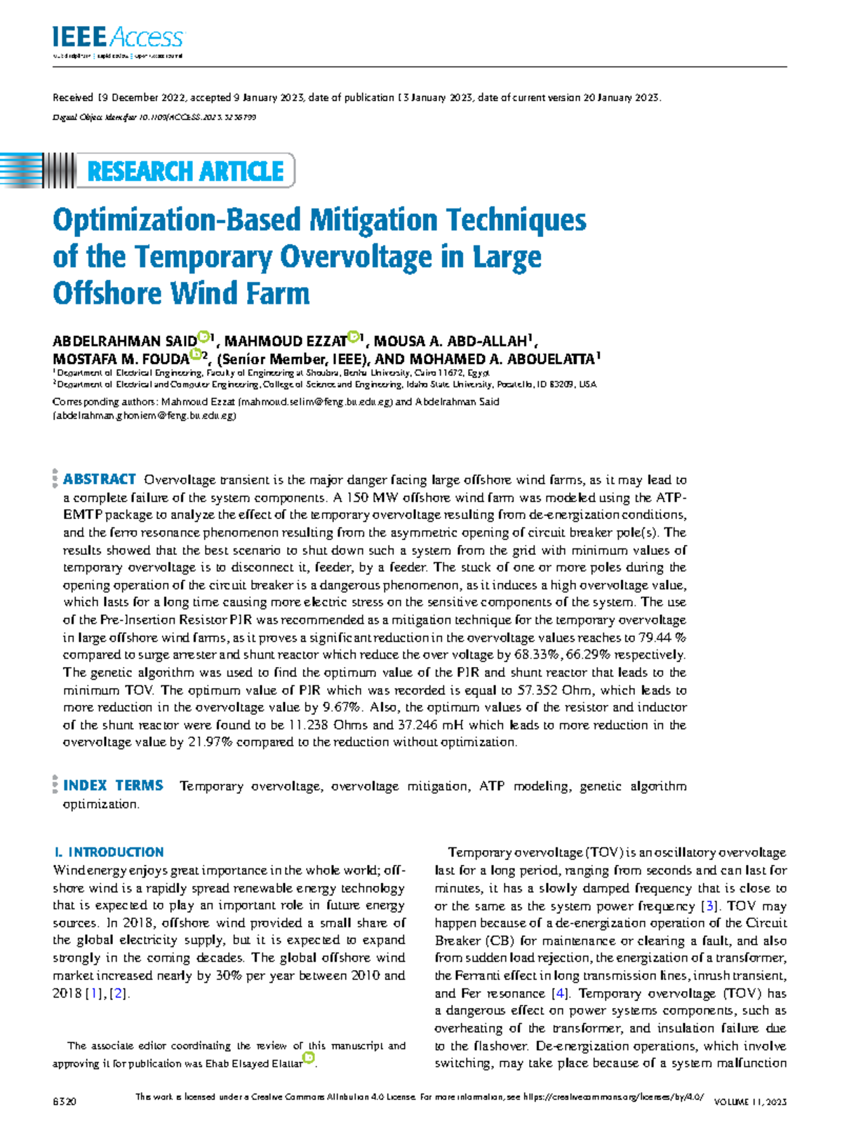 Mitigation Techniques for Temporary Overvoltage in Offshore Wind Farms ...