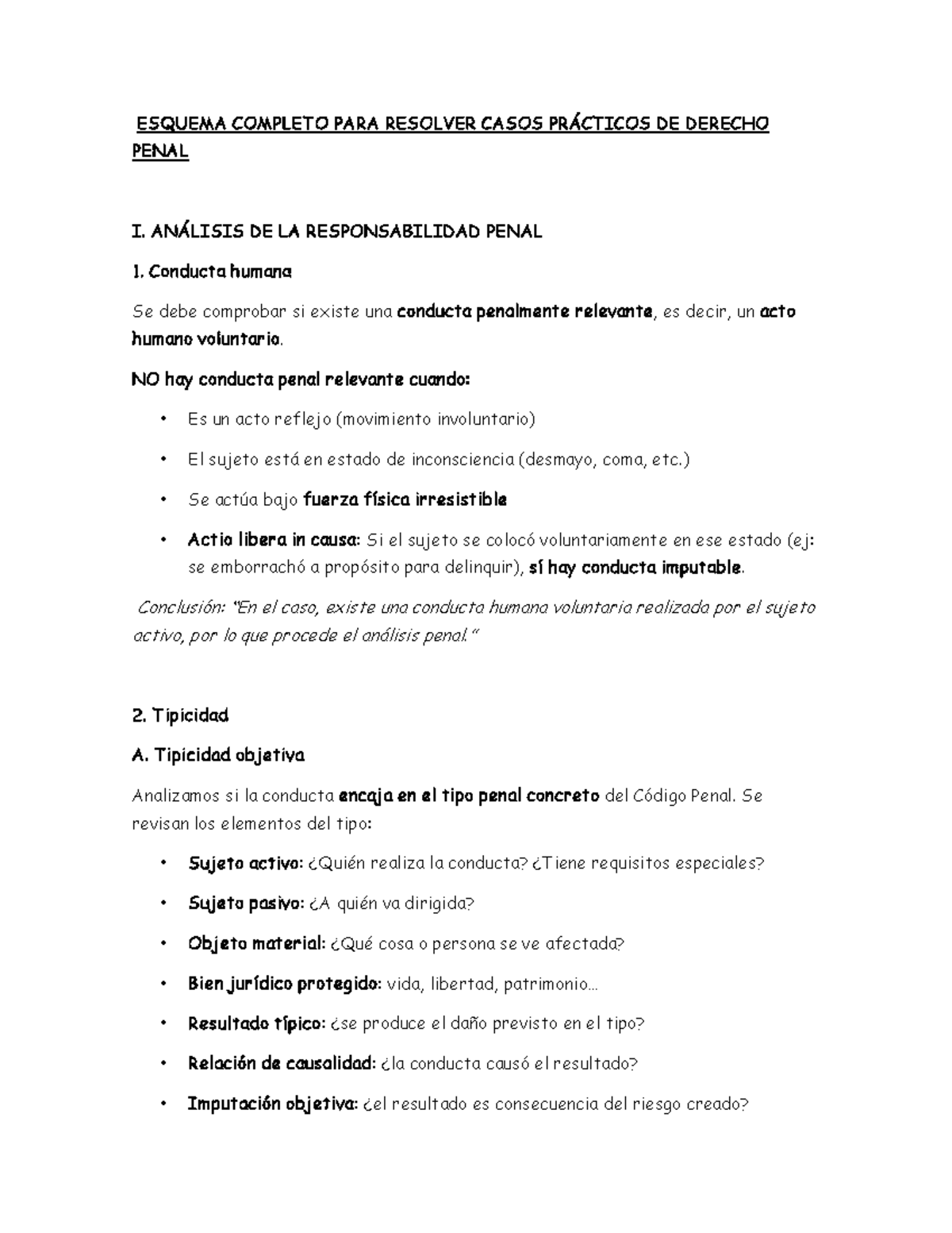 Esquema Completo PARA Resolver Casos PRÁ Cticos DE Derecho Penal ...