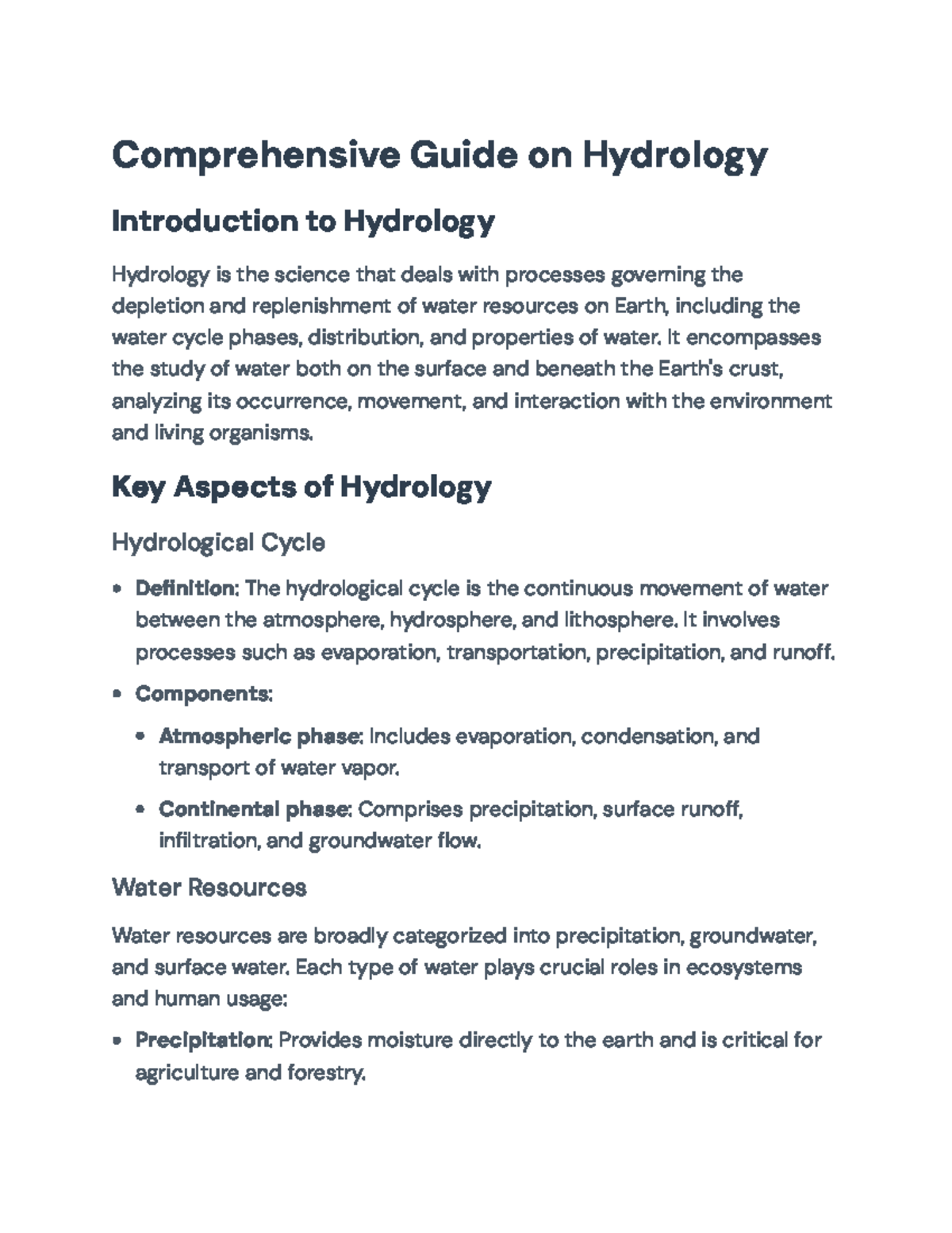 Comprehensive Hydrology Overview: Examining Water Resources and ...