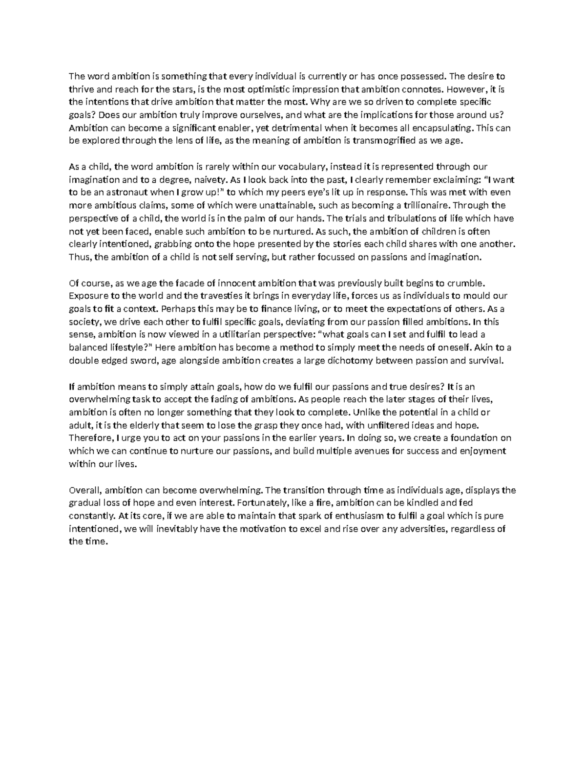 Ambition: Insights and Reflections for PSYC1003 Students - Studocu
