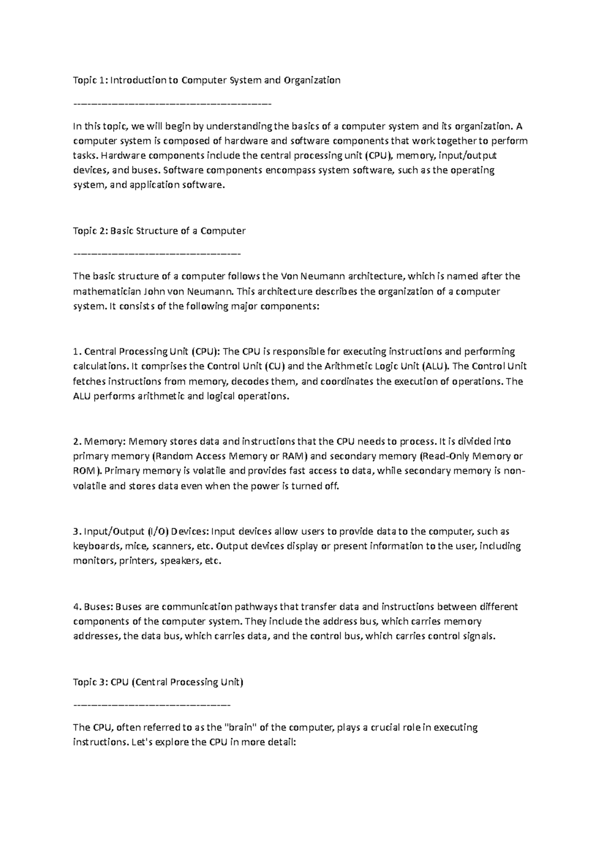 CS Material Ch-1 - CS Summarized notes of Ch-1 - Topic 1: Introduction ...