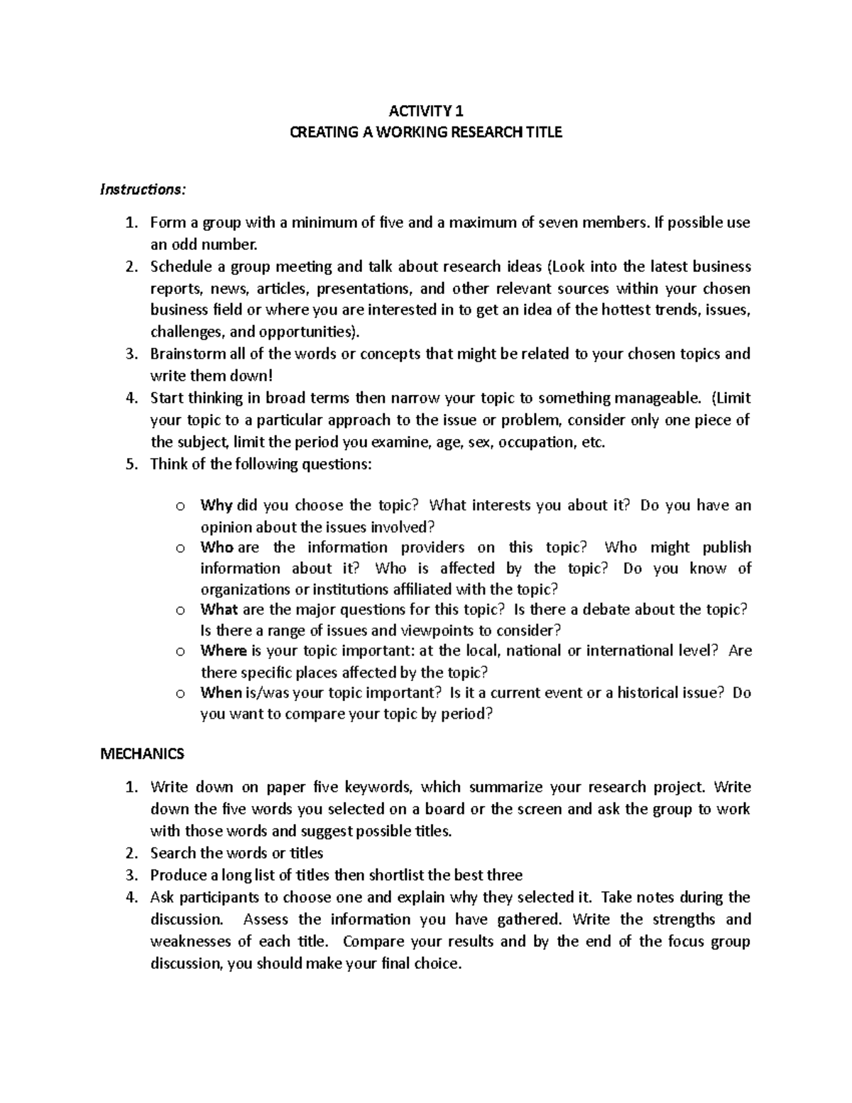 Creating-A- Working- Research- Title - ACTIVITY 1 CREATING A WORKING ...