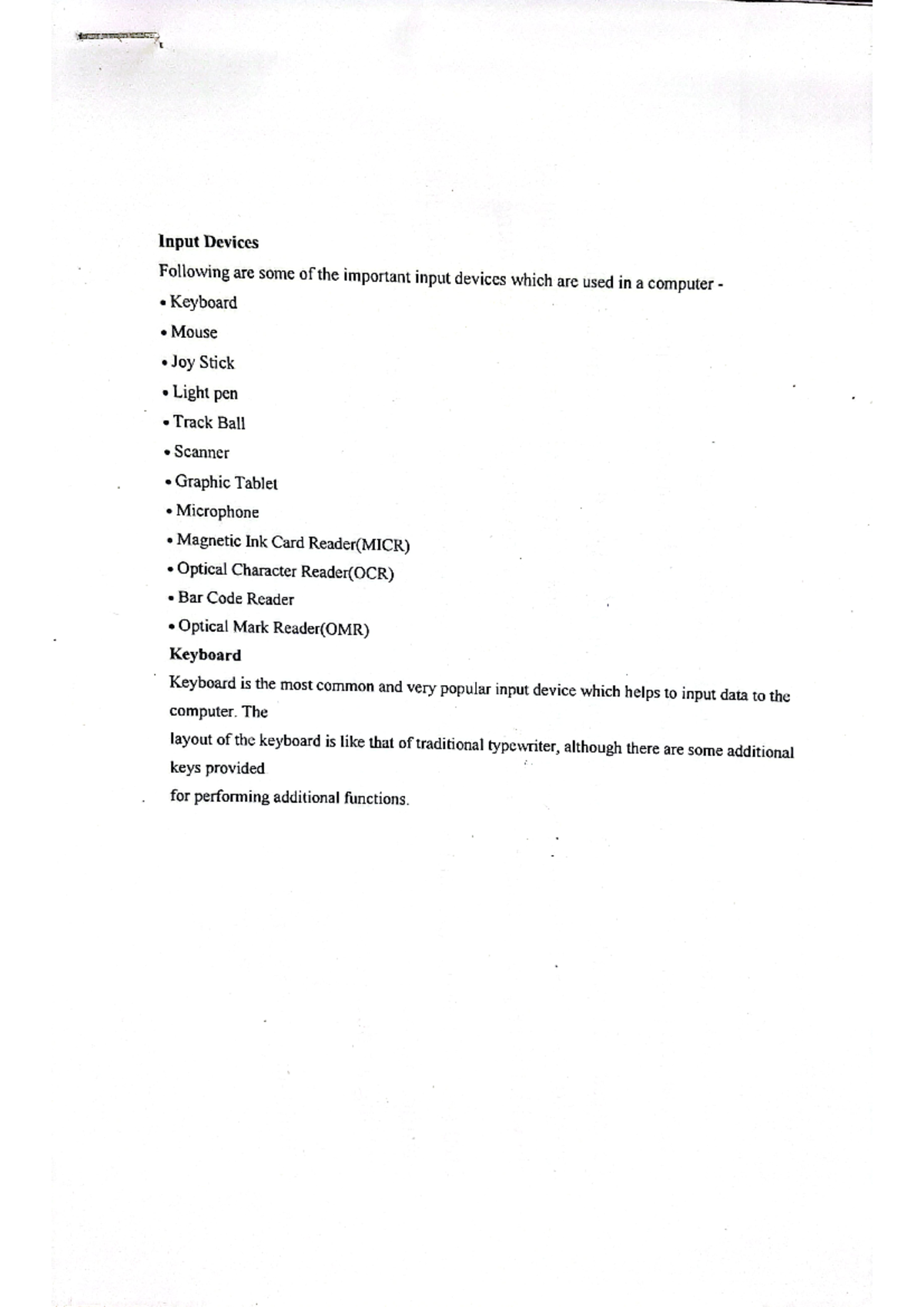 Input and Output Devices - Input Devices Following are some of the important input devices which ...