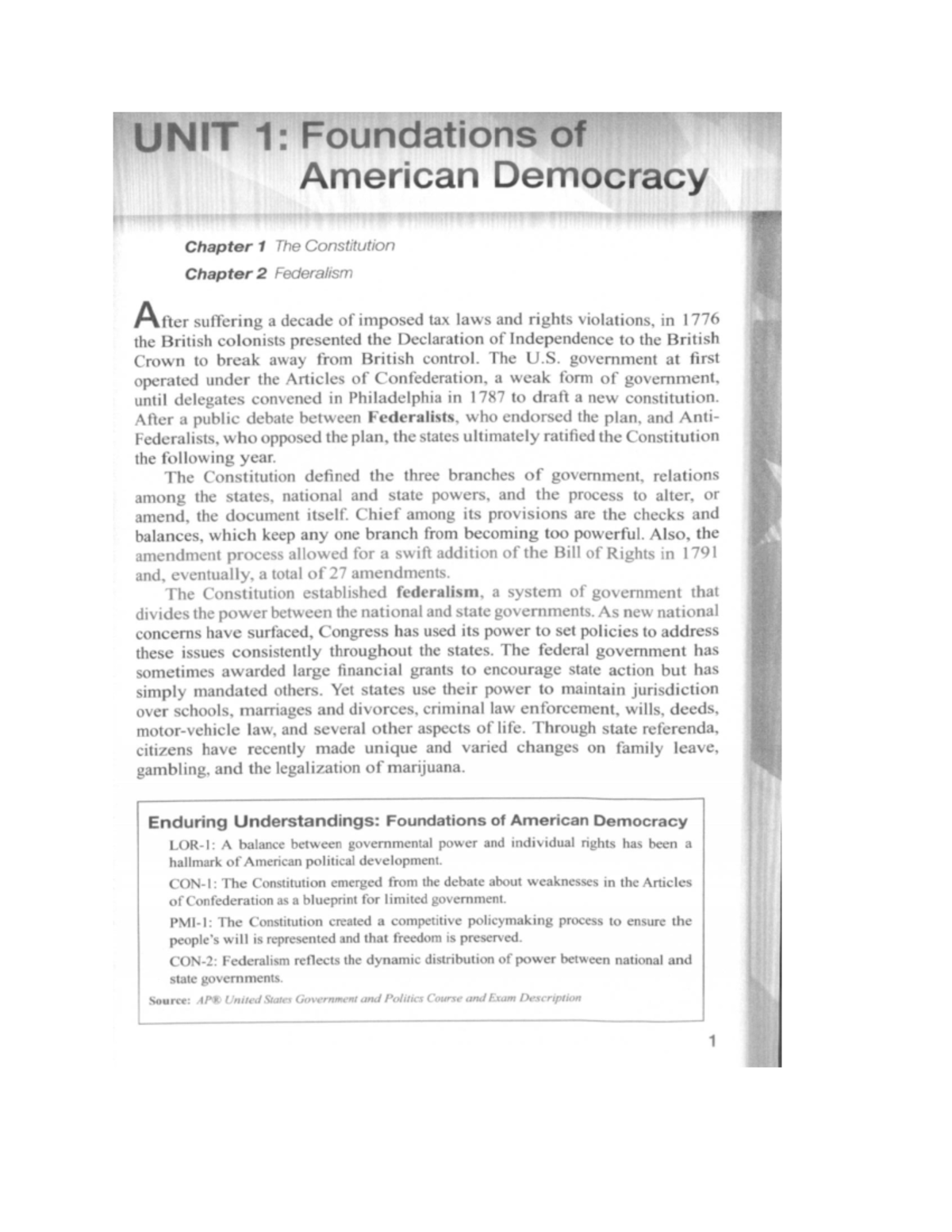 C101: Foundations of American Democracy - The Constitution & Federalism ...
