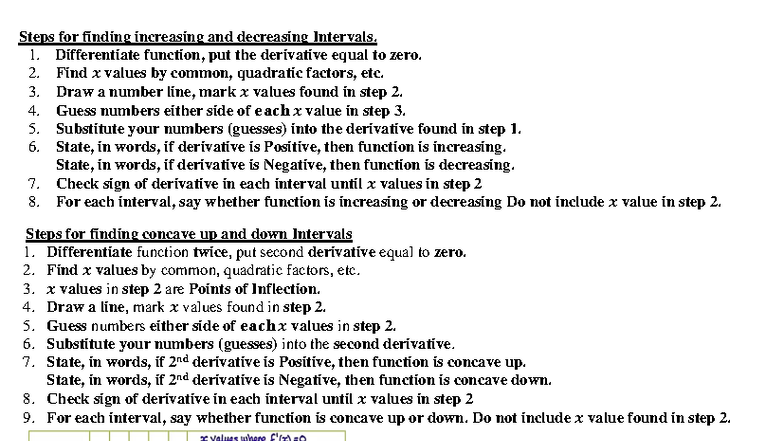 Instructions for Finding Increasing/Decreasing Intervals (MATH 202302 ...