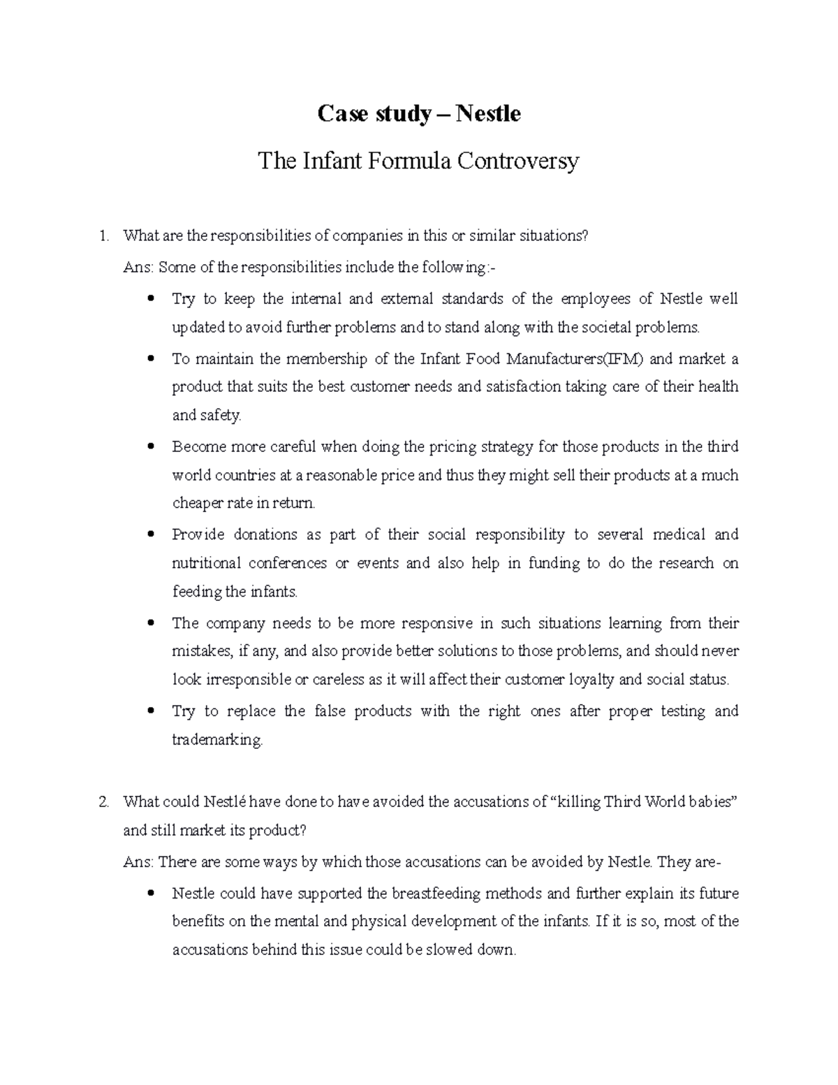 Case Study: Nestlé's Ethical Challenges in Infant Formula Marketing ...