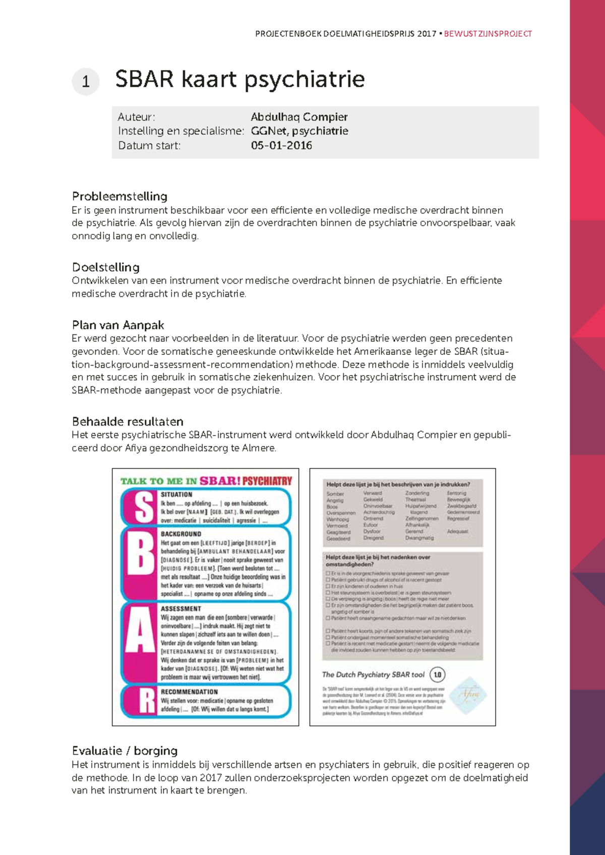 1 SBAR Kaart voor Effectieve Medische Overdracht in de Psychiatrie ...