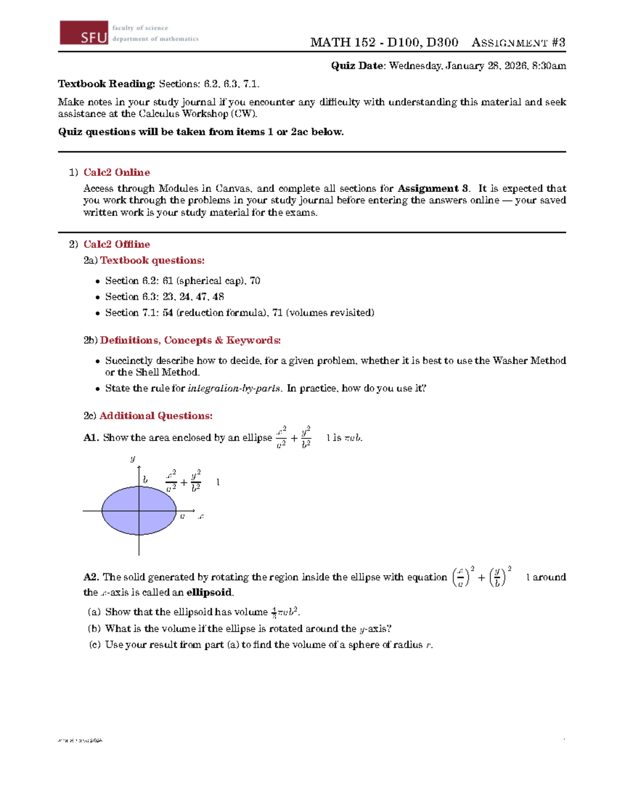 MATH 152 D100, D300 ASSIGNMENT Quiz Prep for Jan 28, 2026 - Studocu