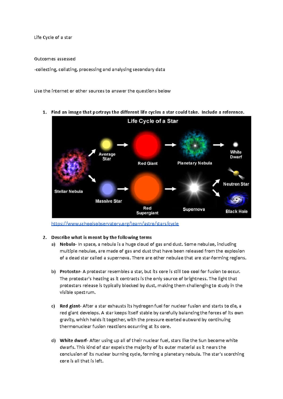 Life Cycle of a Star: Exam Q&A Practice for Stellar Concepts - Studocu