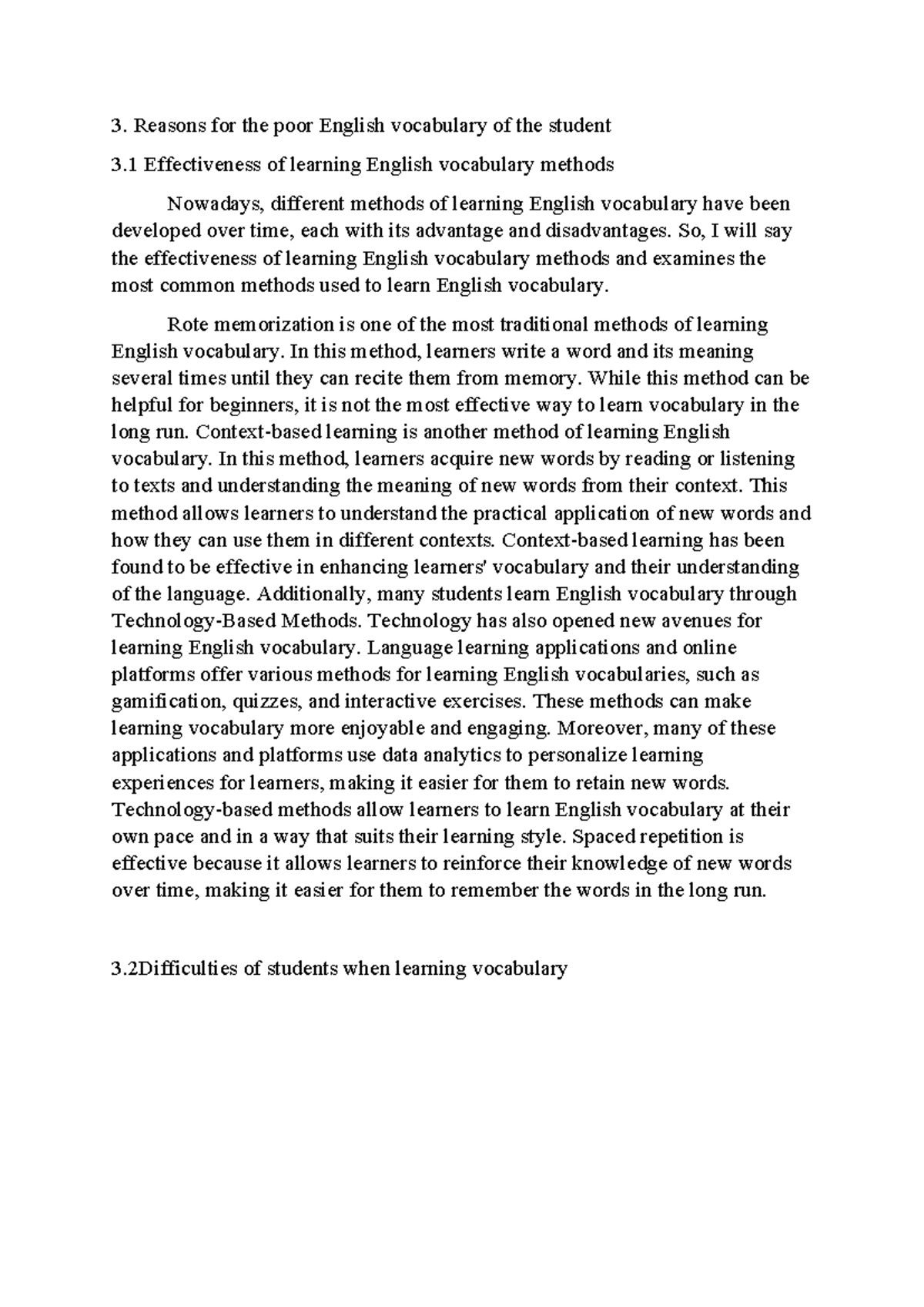 NCKH - nckh - Reasons for the poor English vocabulary of the student 3 ...