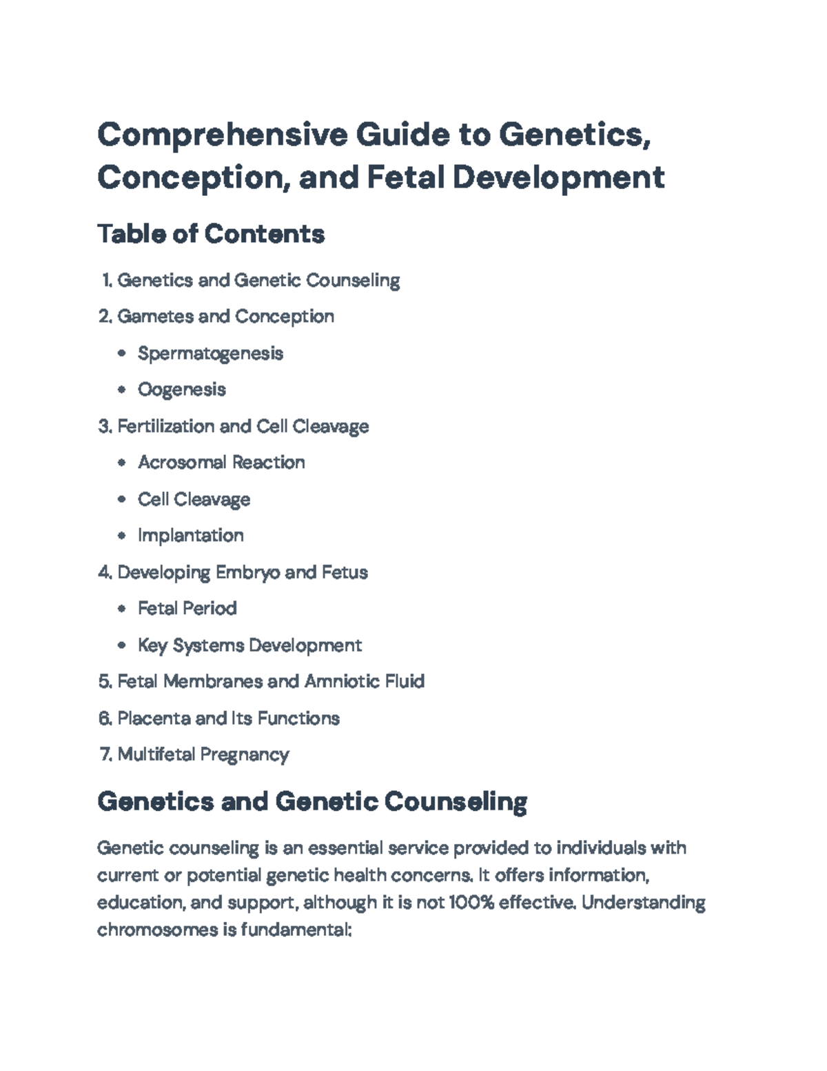 Genetics & Fetal Development: Comprehensive Guide (BIO101 ...