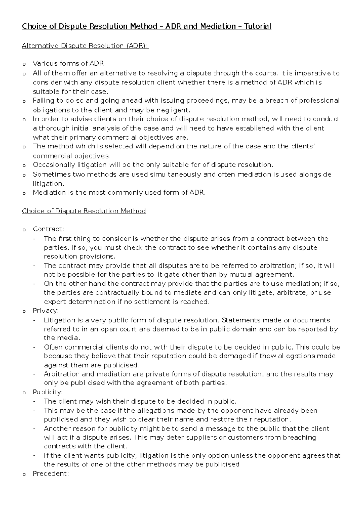 ADR and Mediation Tutorial: Choosing the Right Dispute Resolution ...