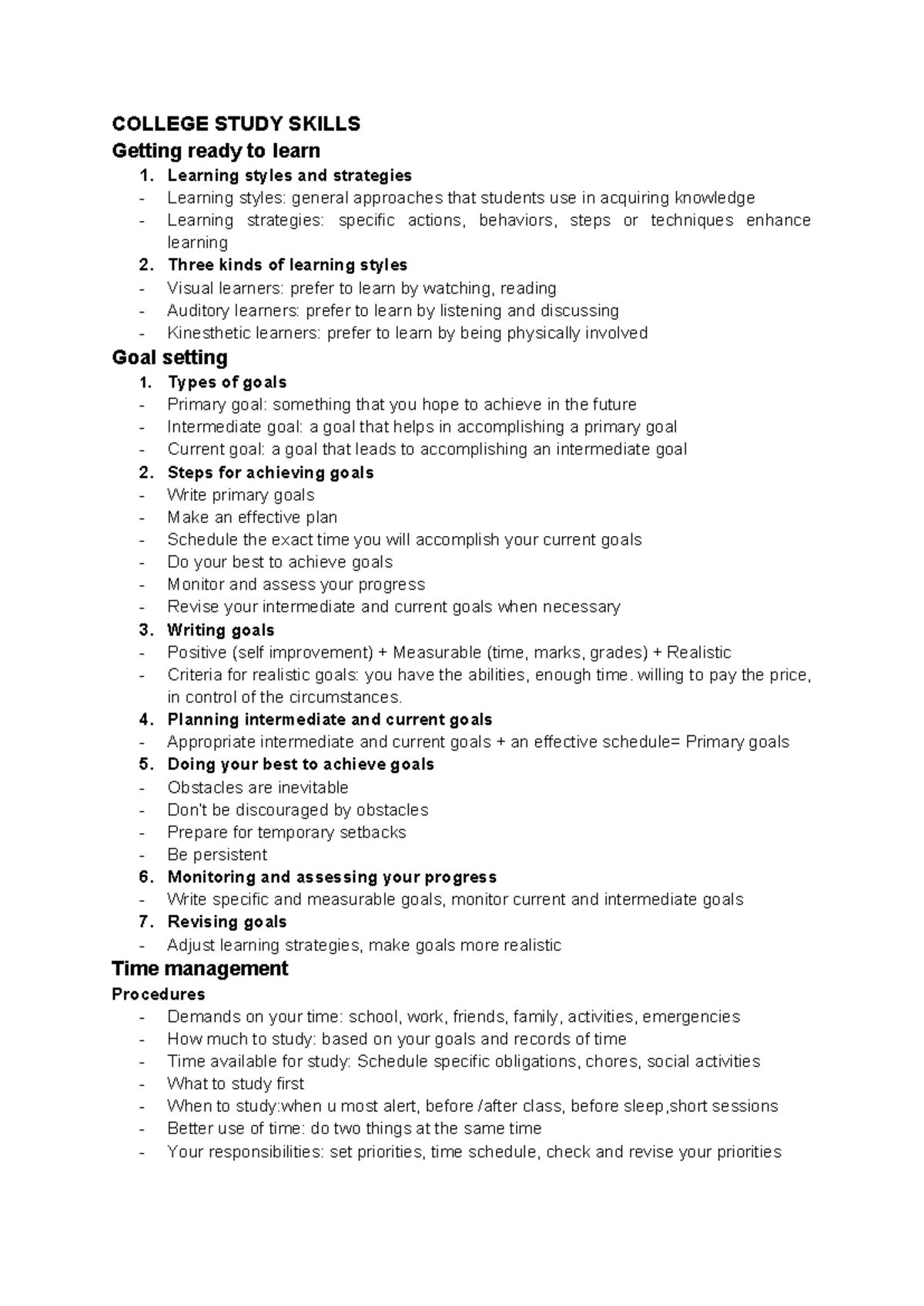 CCE College Study Skills: Mastering Learning Strategies and Goal ...