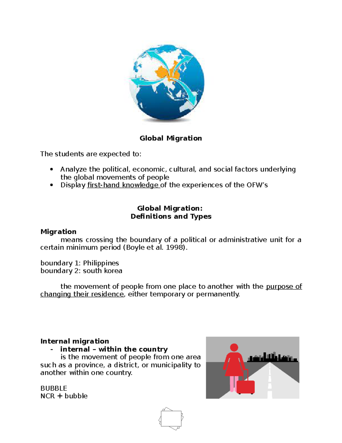 Module 12 - Global Migration - Global Migration The students are ...