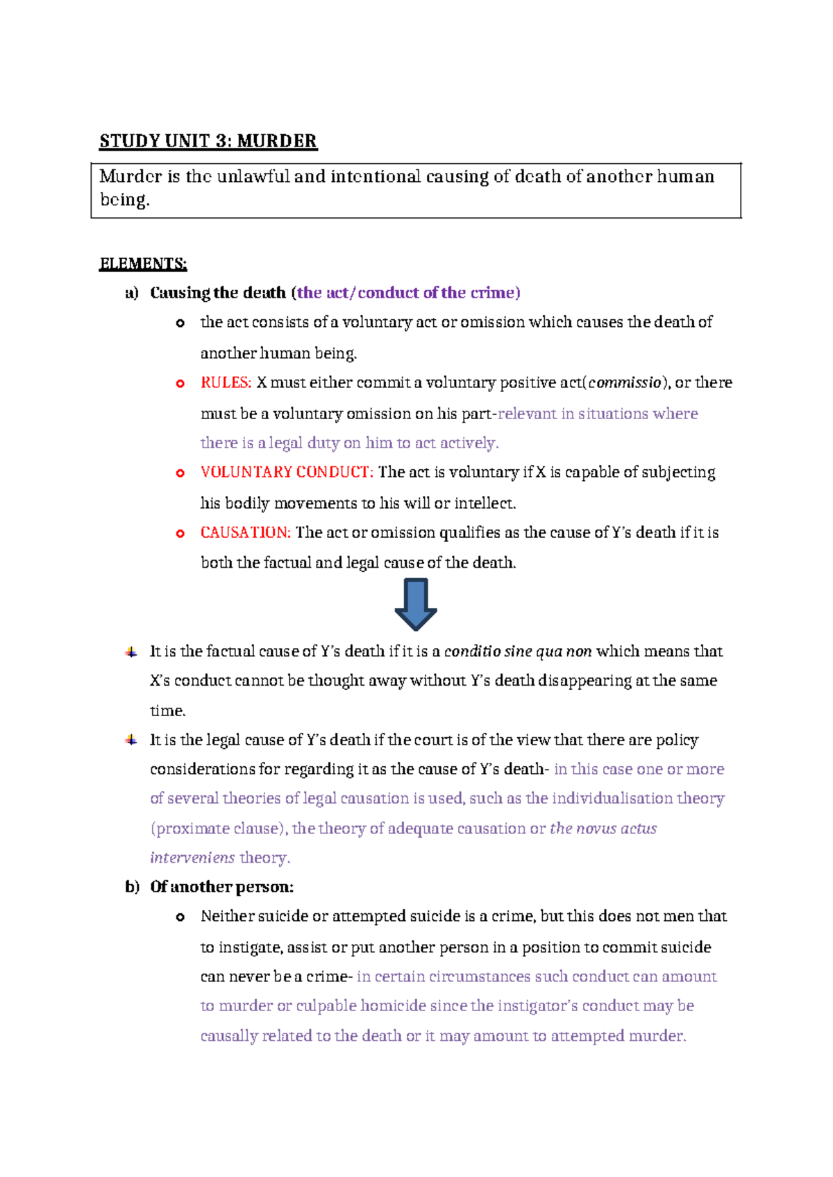 Study UNIT 3 - Criminal Law Overview: Murder, Culpable Homicide ...