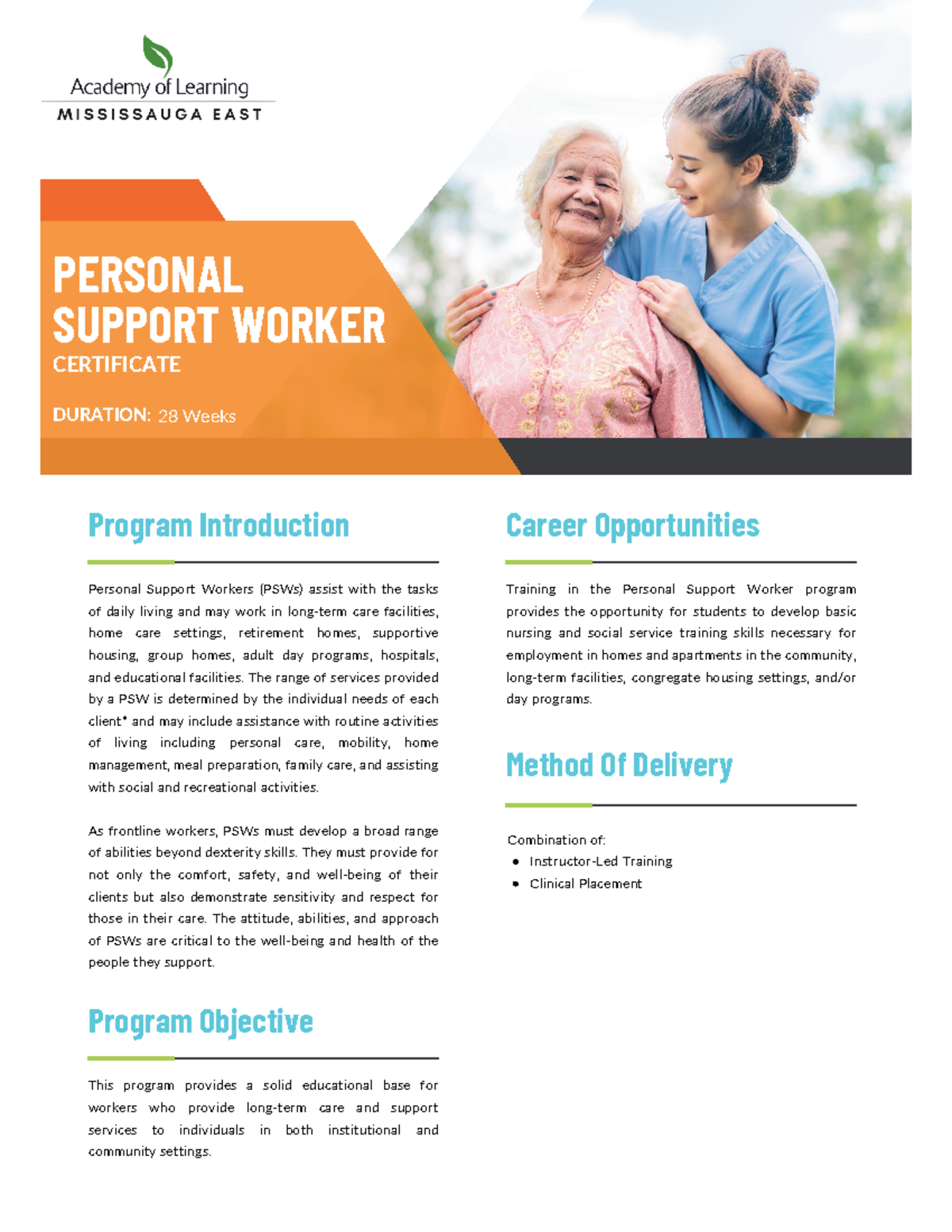 PSW 101 Course Outline: Personal Support Worker Training Overview - Studocu