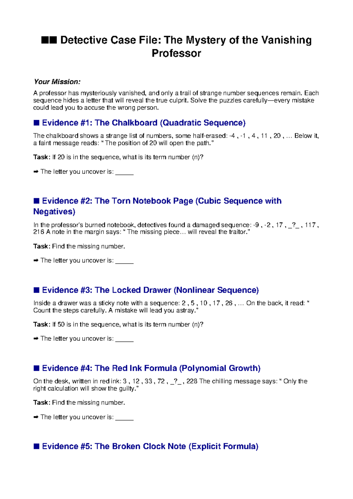 Detective Math Mystery: Unraveling the Vanishing Professor Case - Studocu