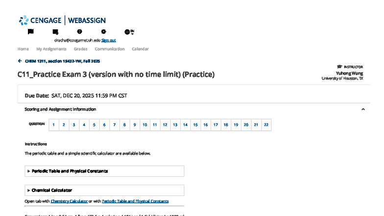 CHEM 1311 Fall 2025 Practice Exam 3 (No Time Limit) - Studocu