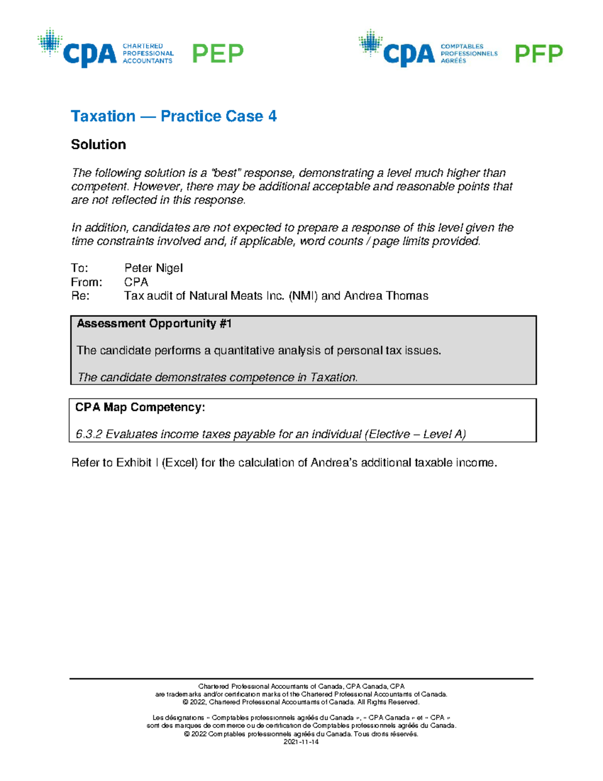 TXN-2201E-PC04 - Taxation Practice Case 4 Solution Analysis - Studocu