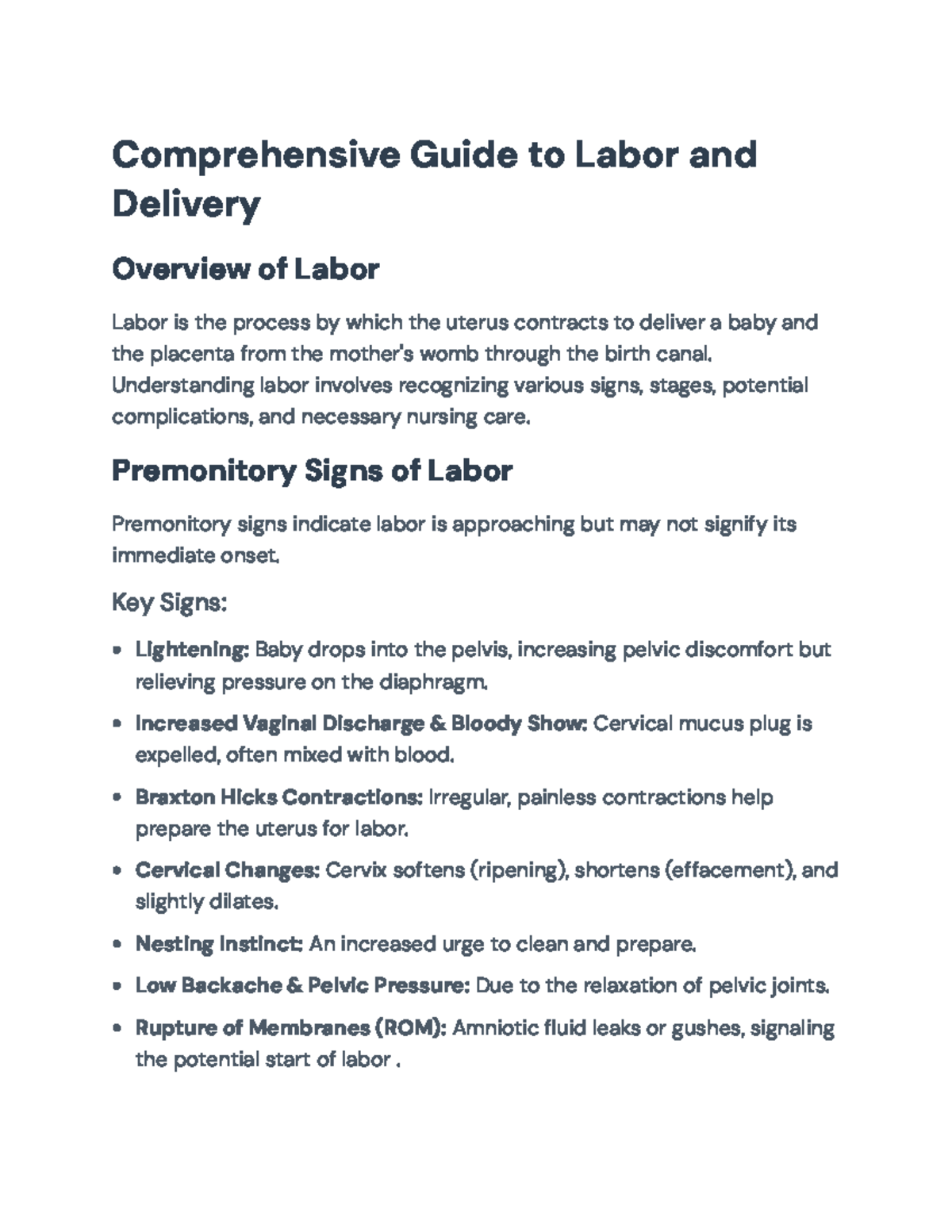 Comprehensive Nursing Guide to Labor and Delivery: Stages and Care ...