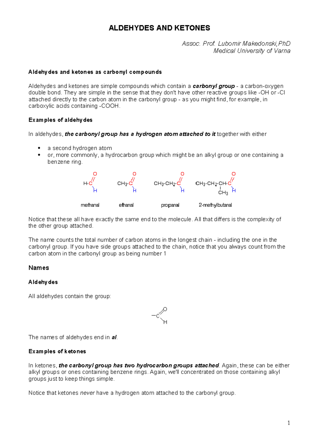 Aldehydes and Ketones: Understanding Carbonyl Compounds in Detail - Studocu