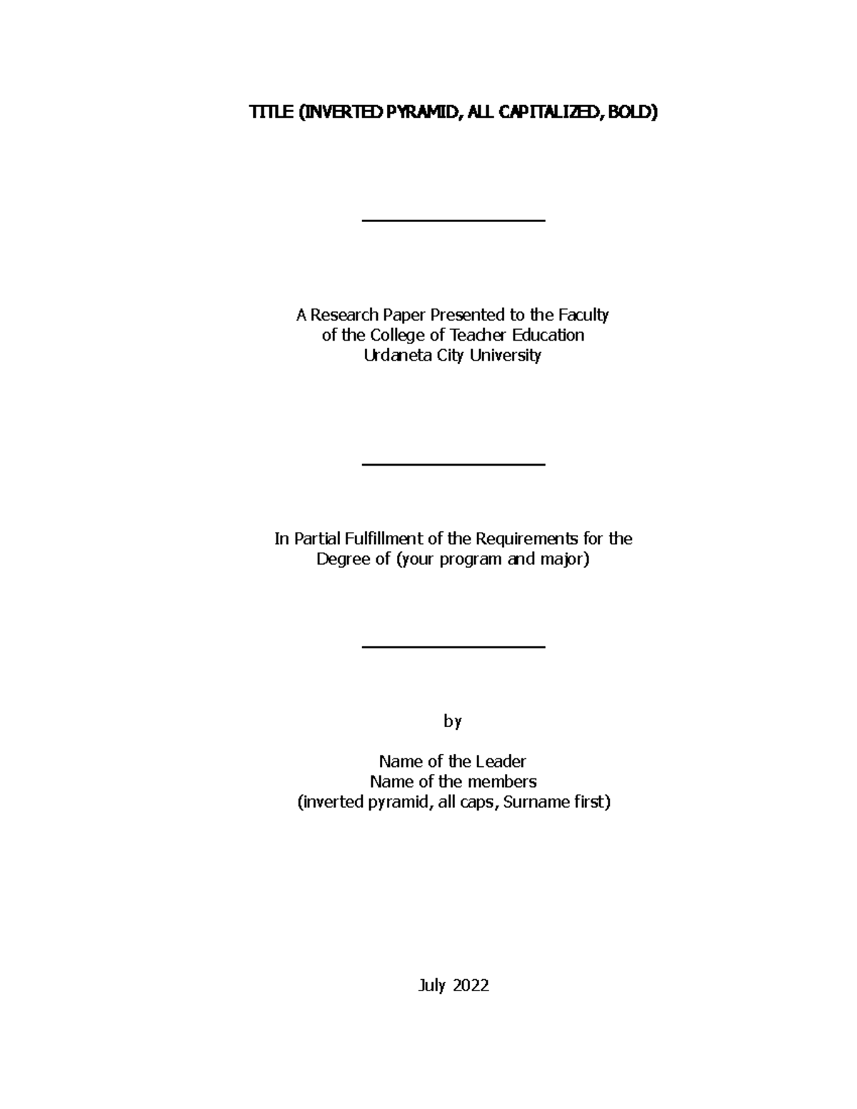 Research-paper template - TITLE (INVERTED PYRAMID, ALL CAPITALIZED ...