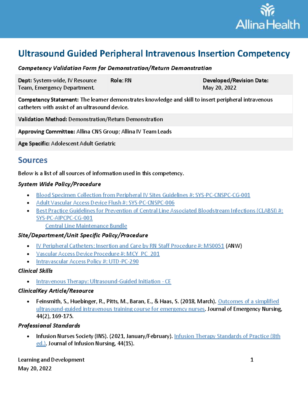 Ultrasound-Guided PIV Insertion Competency Validation Form (RN) - Studocu