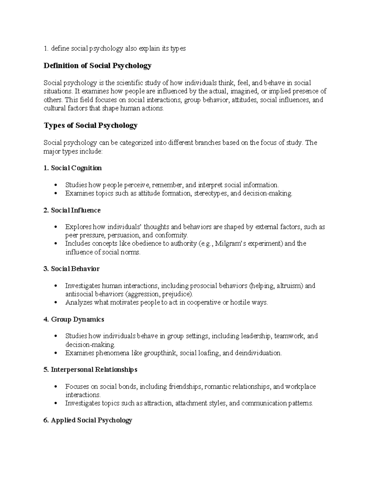 Social Psychology Notes: Definition, Objectives, and Scope - Studocu