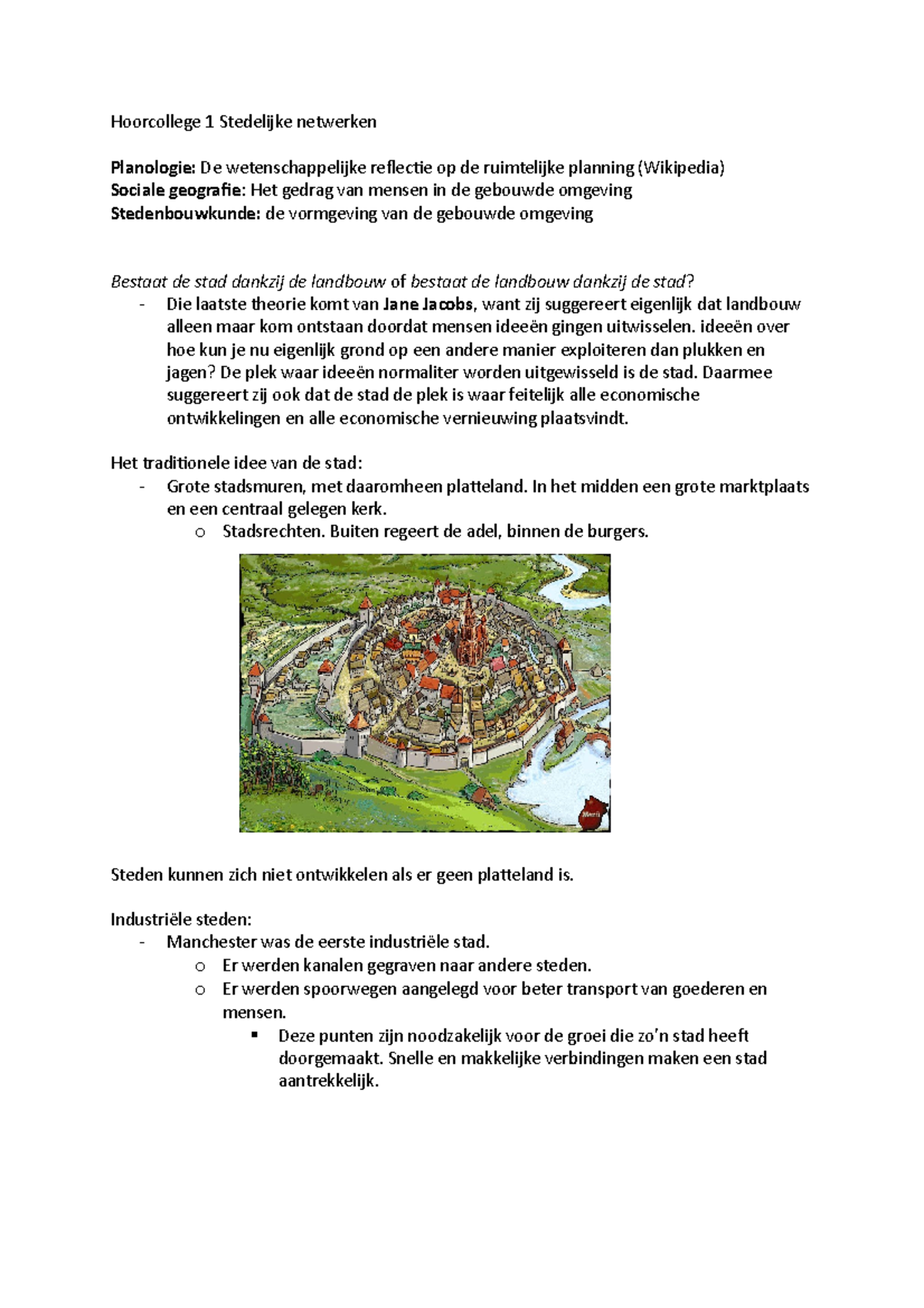 Samenvatting Planologie hele blok HBO - Hoorcollege 1 Stedelijke ...
